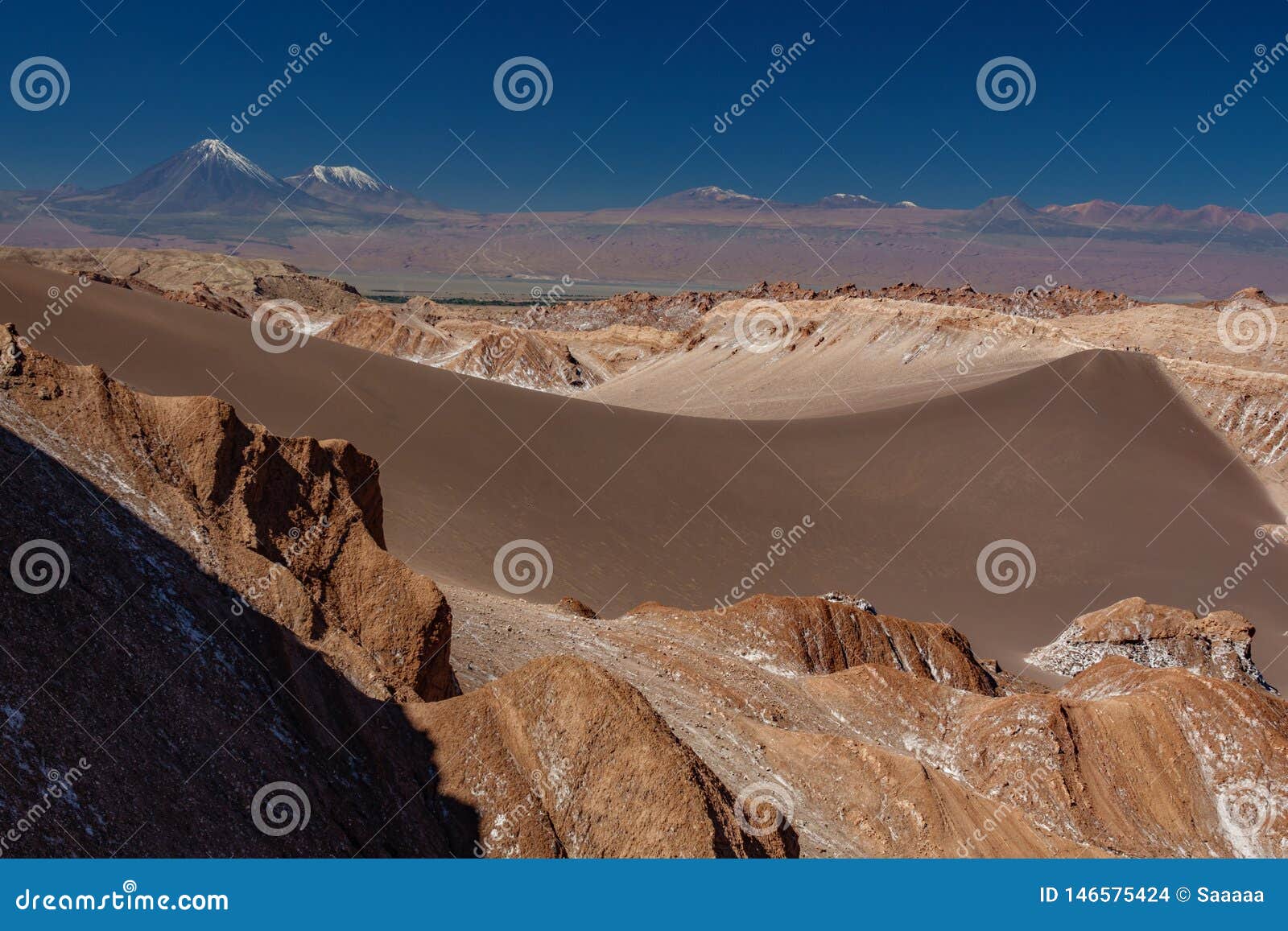 Great Dune and Licancabur Volcano in Atacama Stock Photo - Image of ...