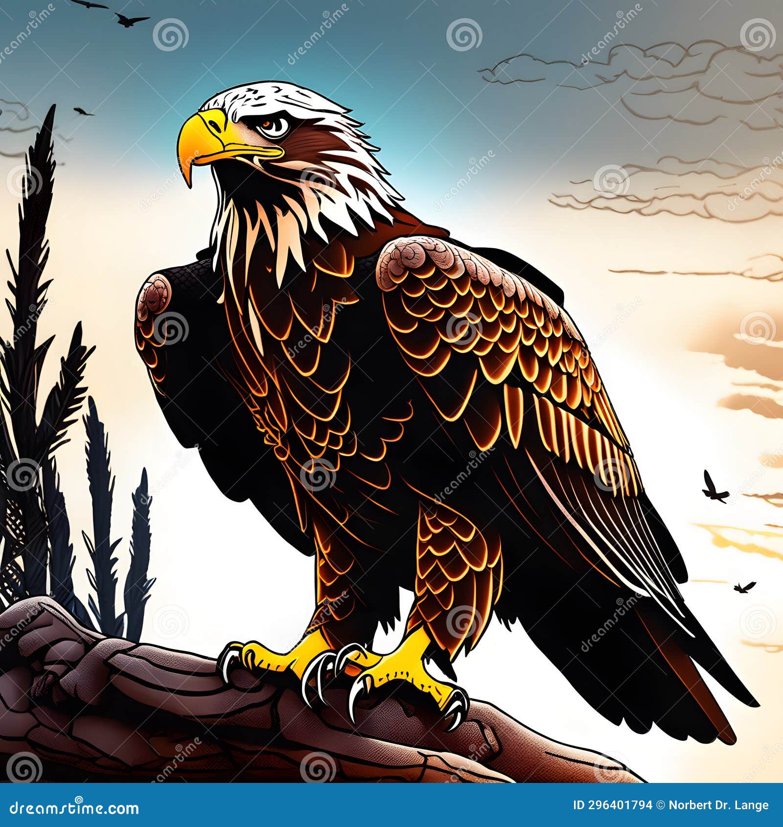 Great eagle, AI-Generatet stock illustration. Illustration of aigeneratet - 296401794