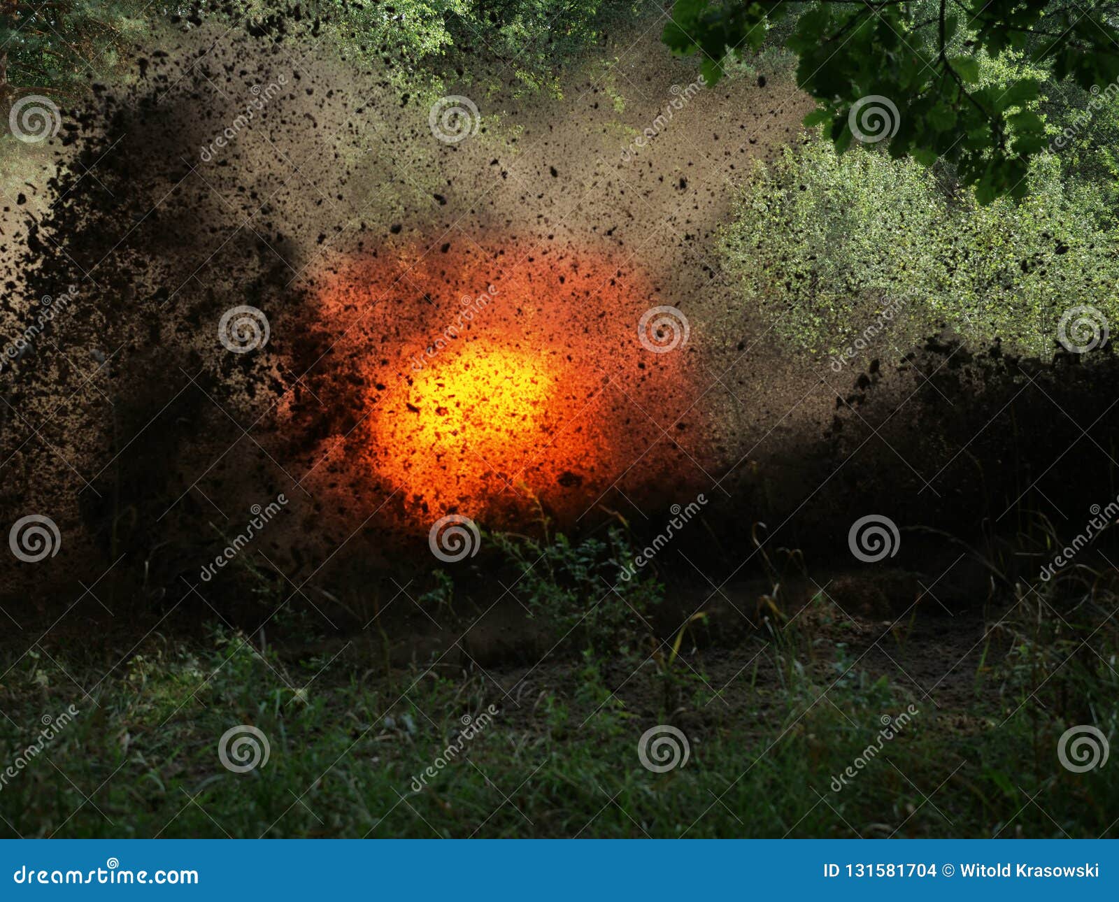 Great explosion with fire stock photo. Image of danger - 131581704