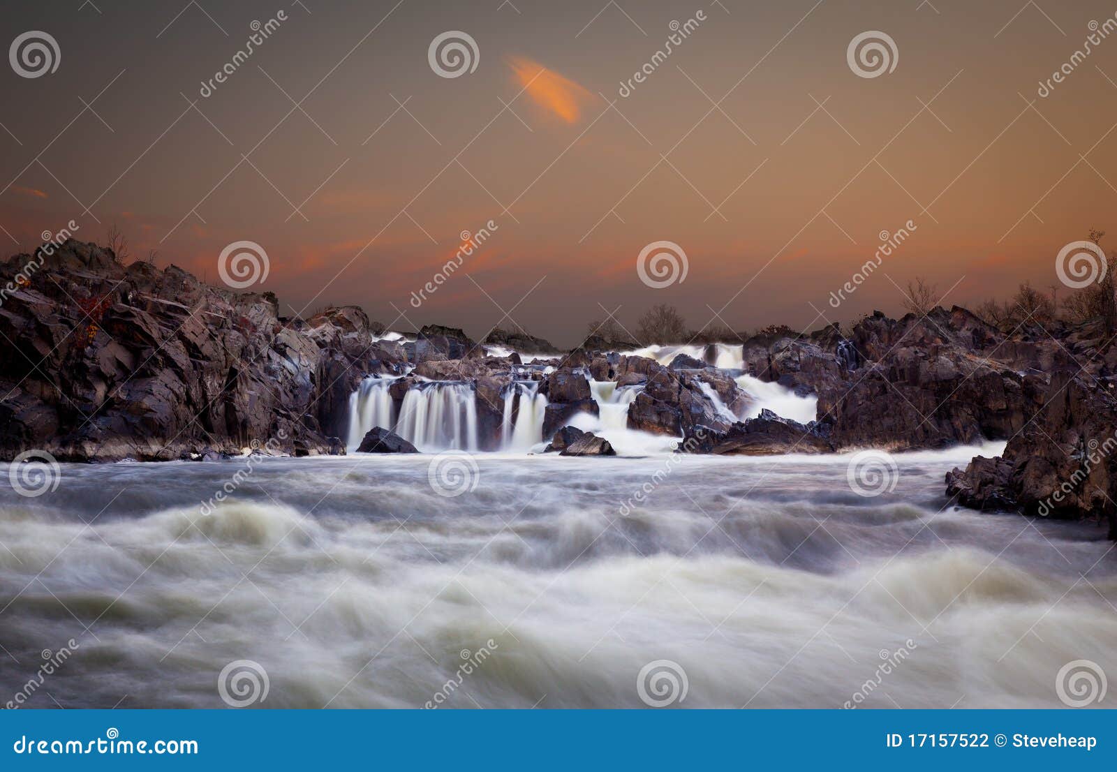 Great Falls at dusk stock photo. Image of flowing, cold - 17157522