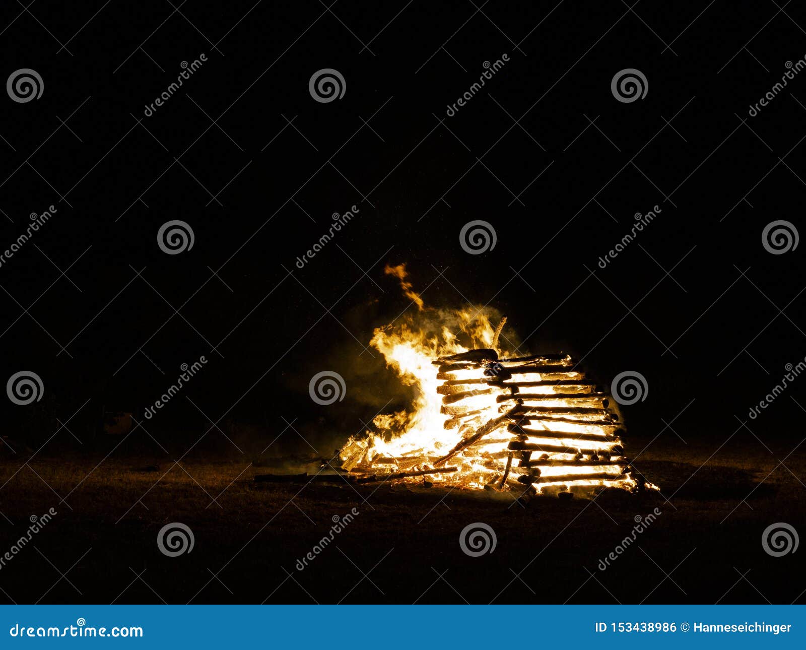 Great and Fantastic Midsummer Fire or Solstice Fire in the Dark Night ...