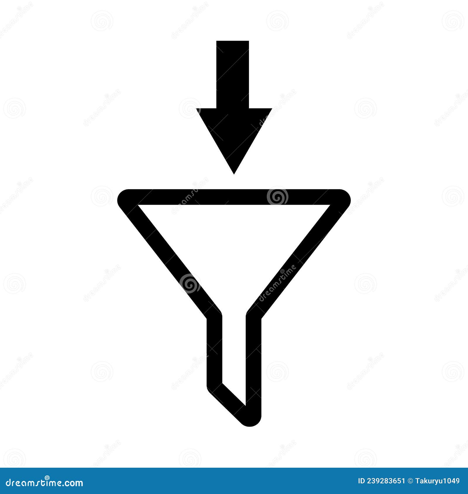 Down Arrow and Filter Icon Set. Vector. Stock Vector - Illustration of ...