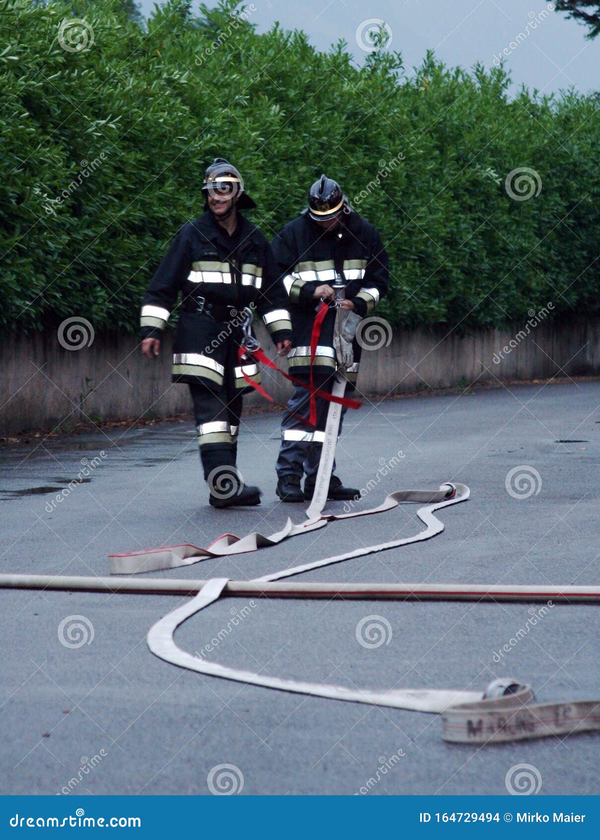 Firefighters in Operation with Ladder and Oxygen Cylinders in Merano ...
