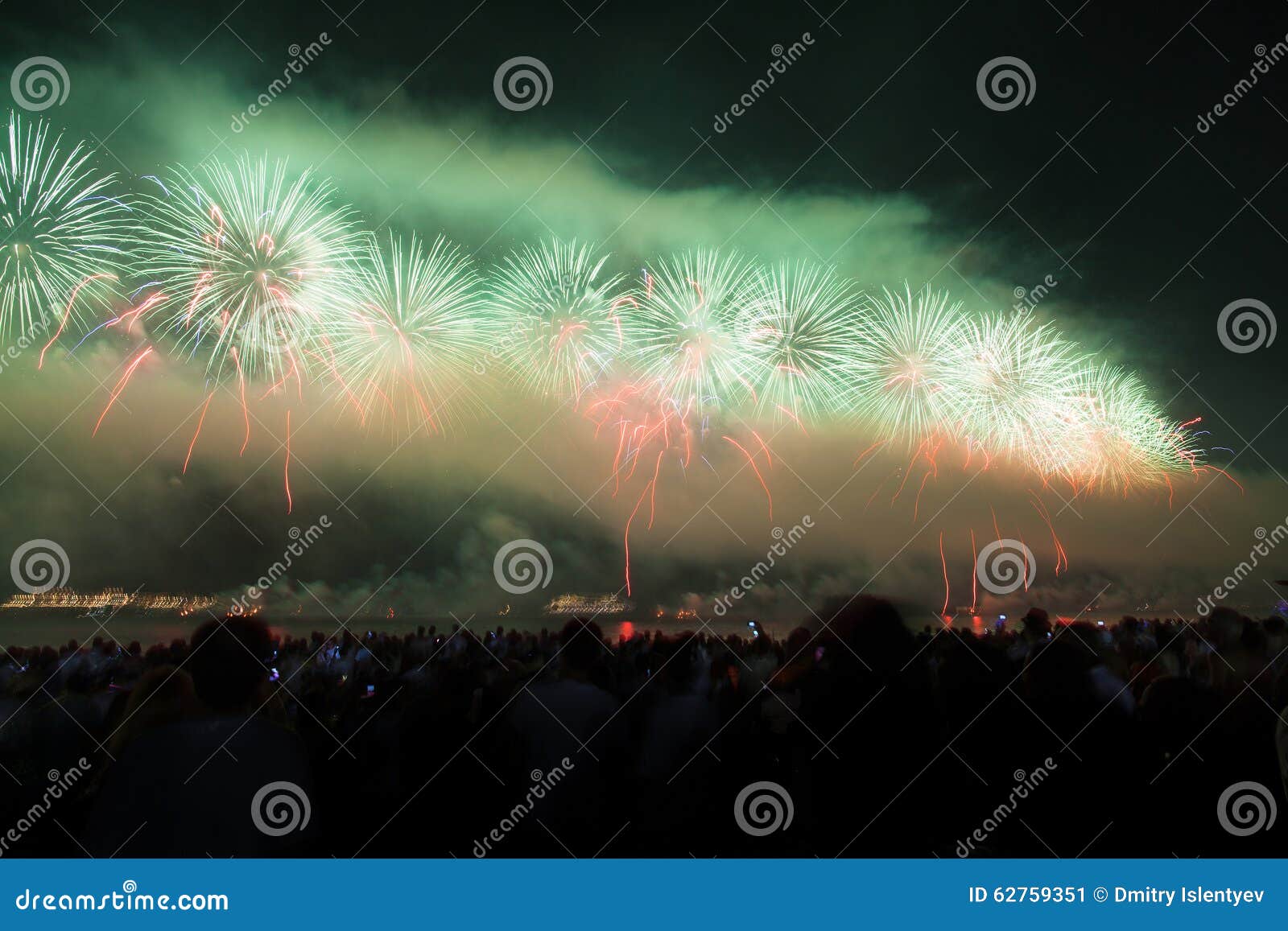 Great Fireworks In The Dark Night Sky Royalty-Free Stock Photo ...