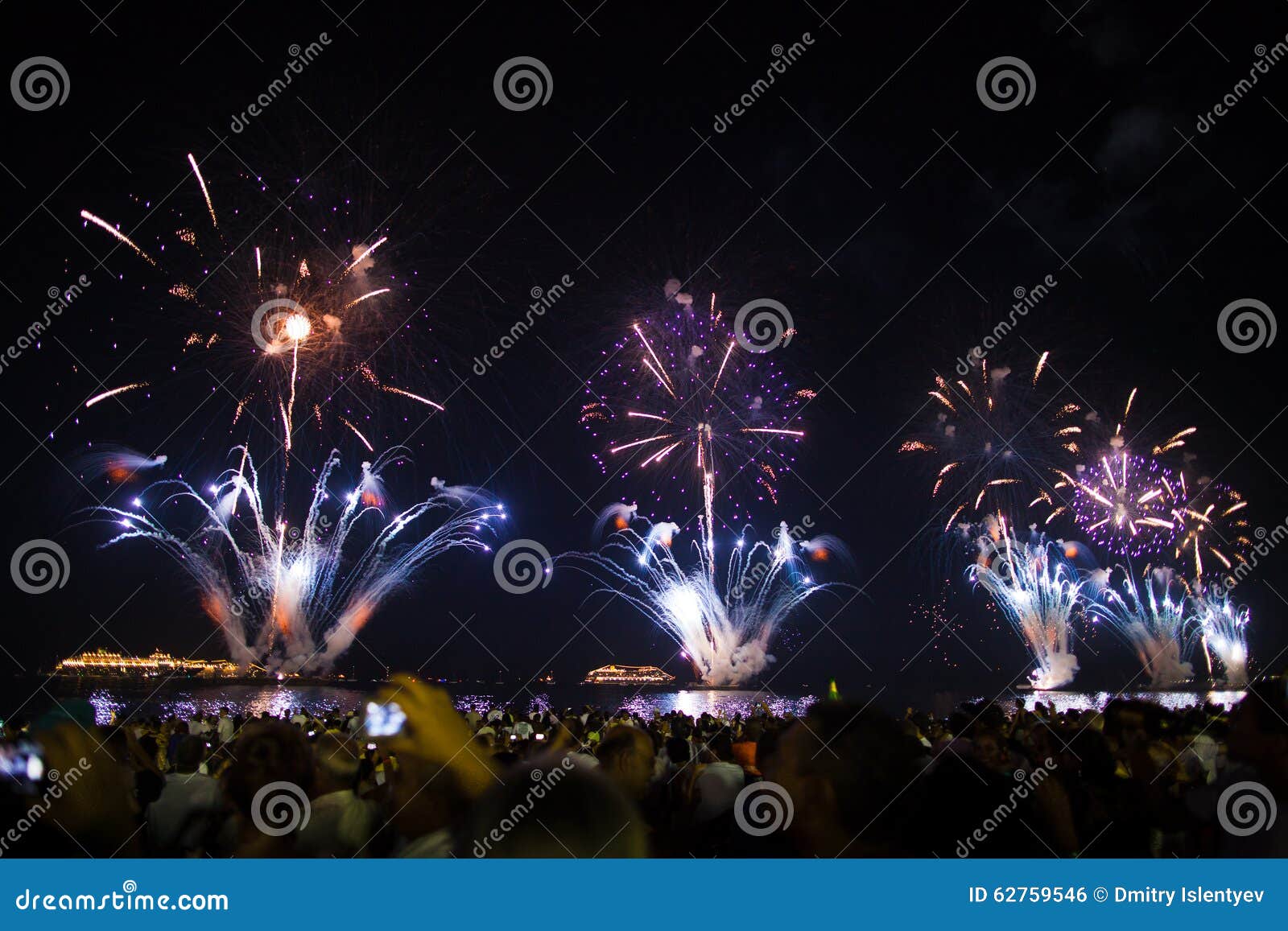 Great Fireworks at Copacabana Beach Stock Photo - Image of explode ...