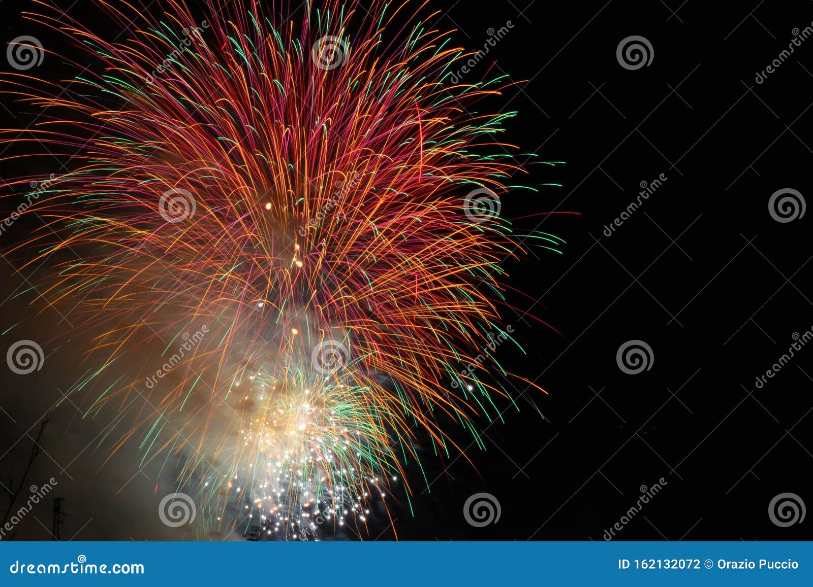 Great Fireworks in the Dark Night Sky Stock Photo - Image of explodes ...