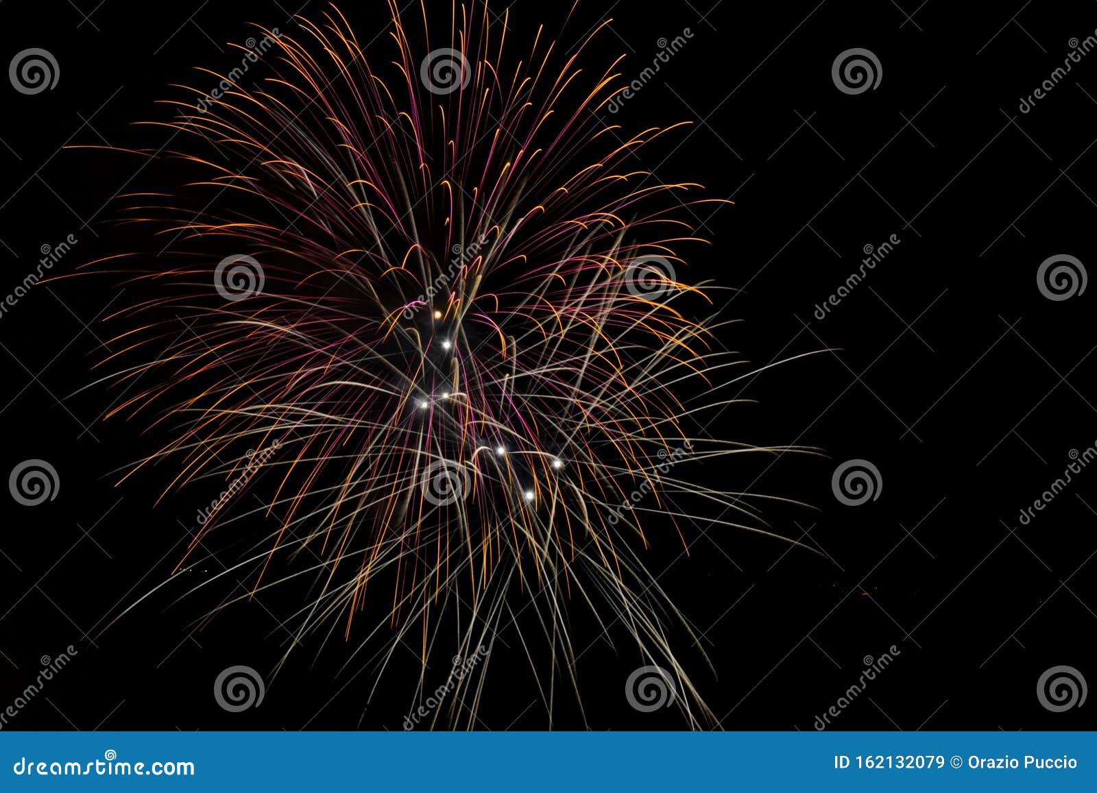 Great Fireworks in the Dark Night Sky Stock Image - Image of event ...