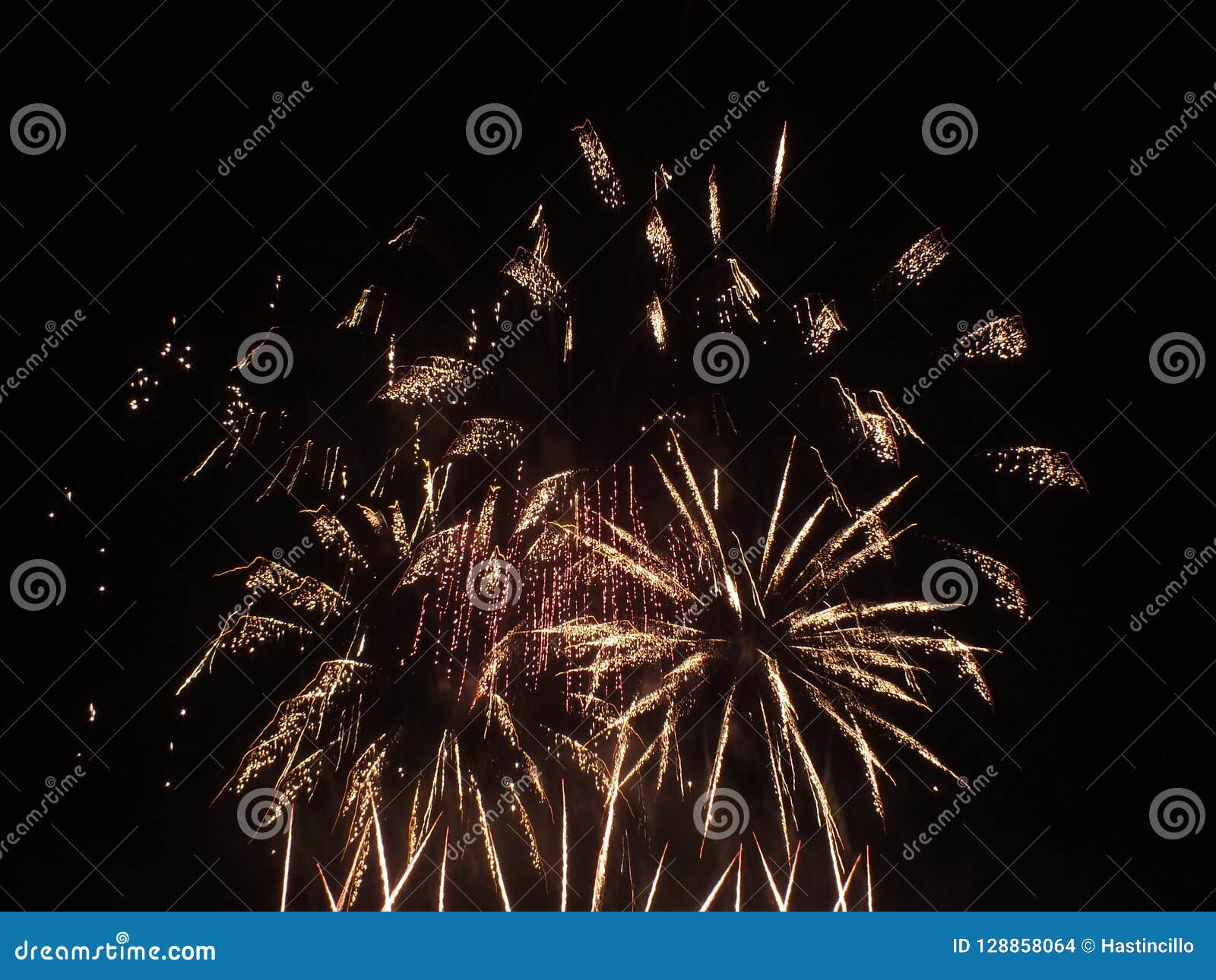 Great Fireworks in the Night Stock Photo - Image of artificial ...
