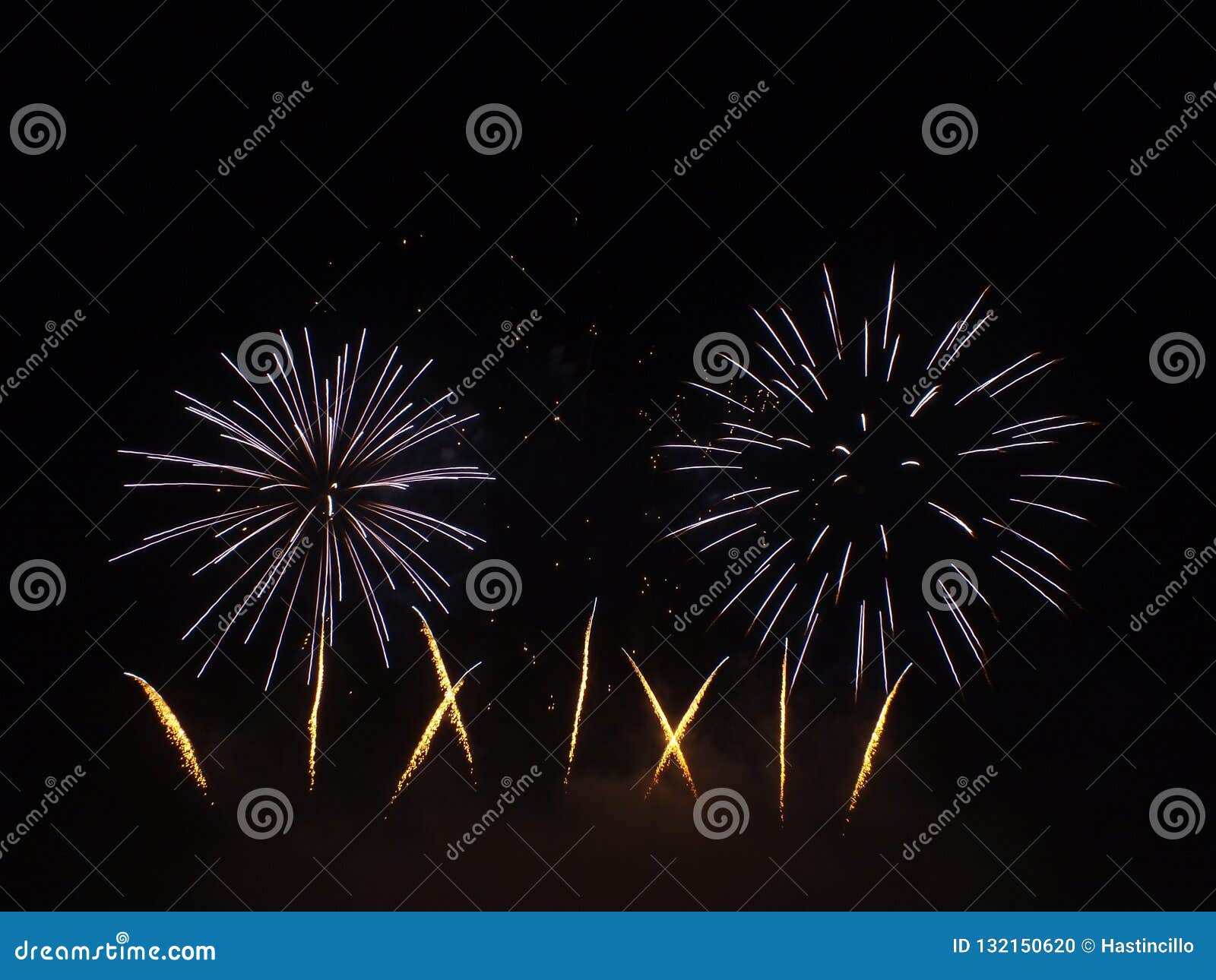 Great Fireworks in the Night Stock Photo - Image of explosion, palm ...