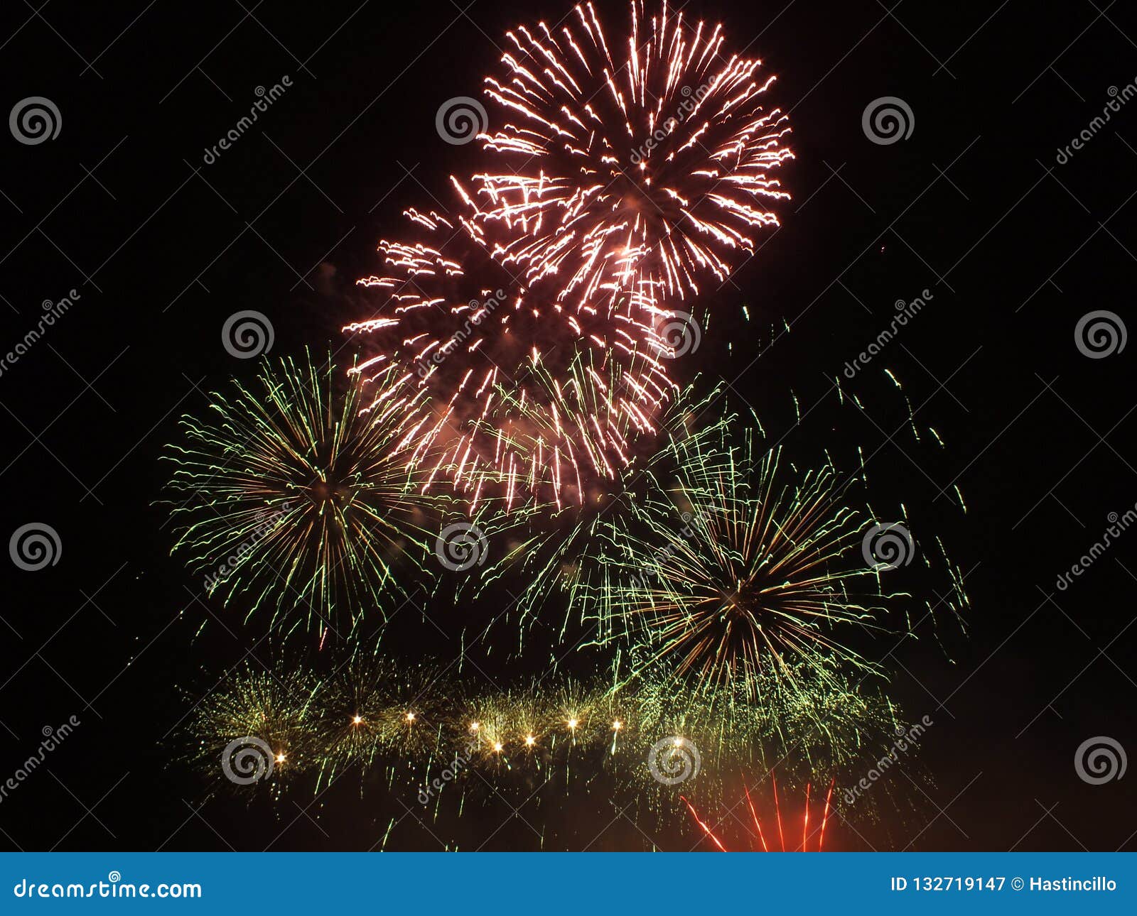 Great Fireworks in the Night Stock Image - Image of fire, fireworks ...