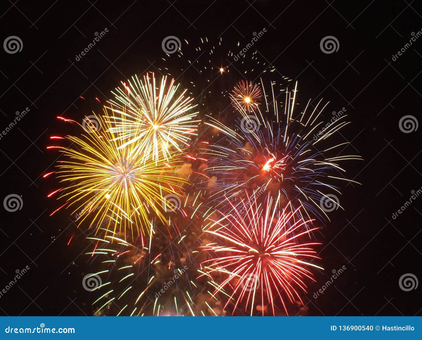 Great Fireworks in the Night Stock Photo - Image of party, festival ...