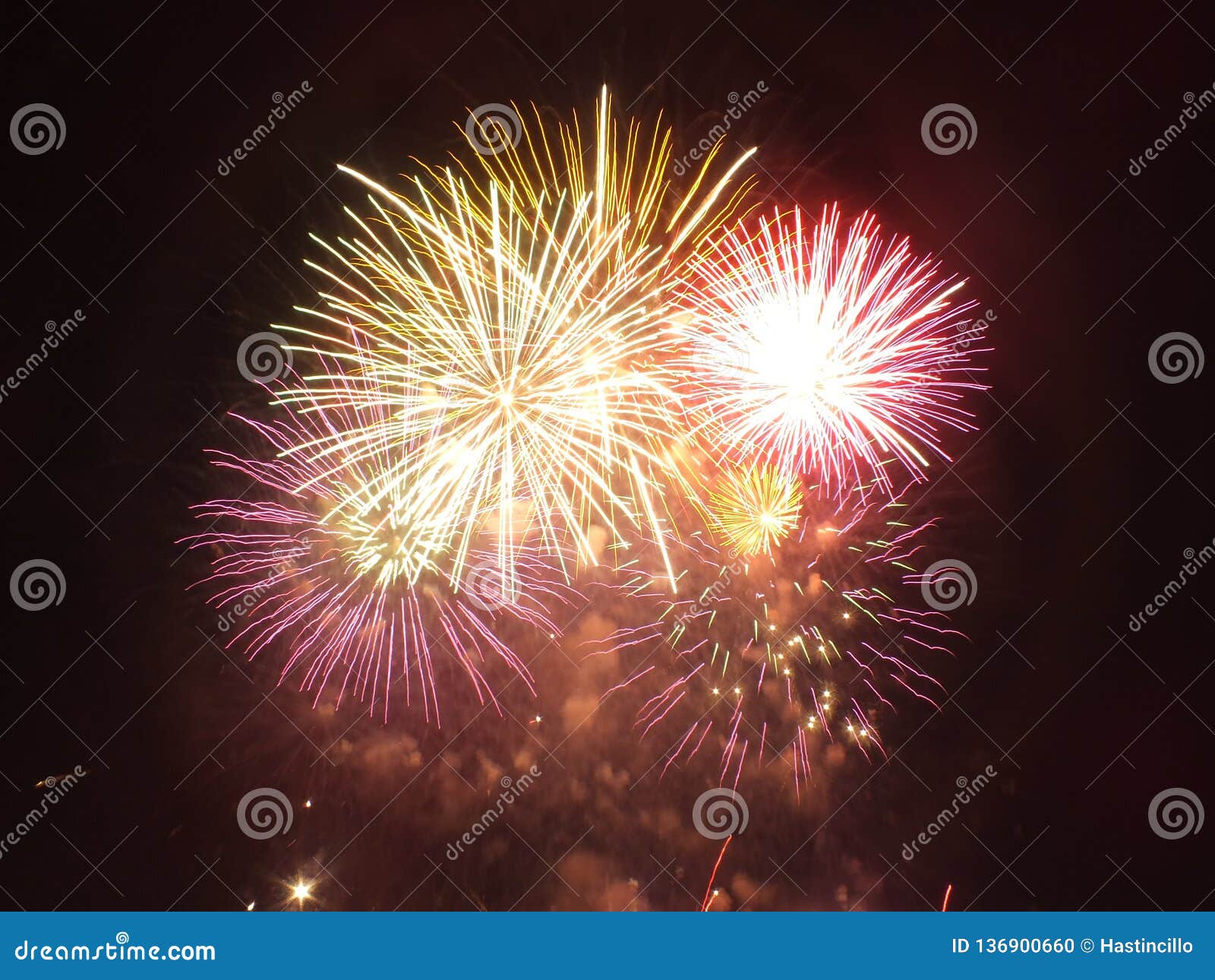 Great Fireworks in the Night Stock Photo - Image of night, artificial ...