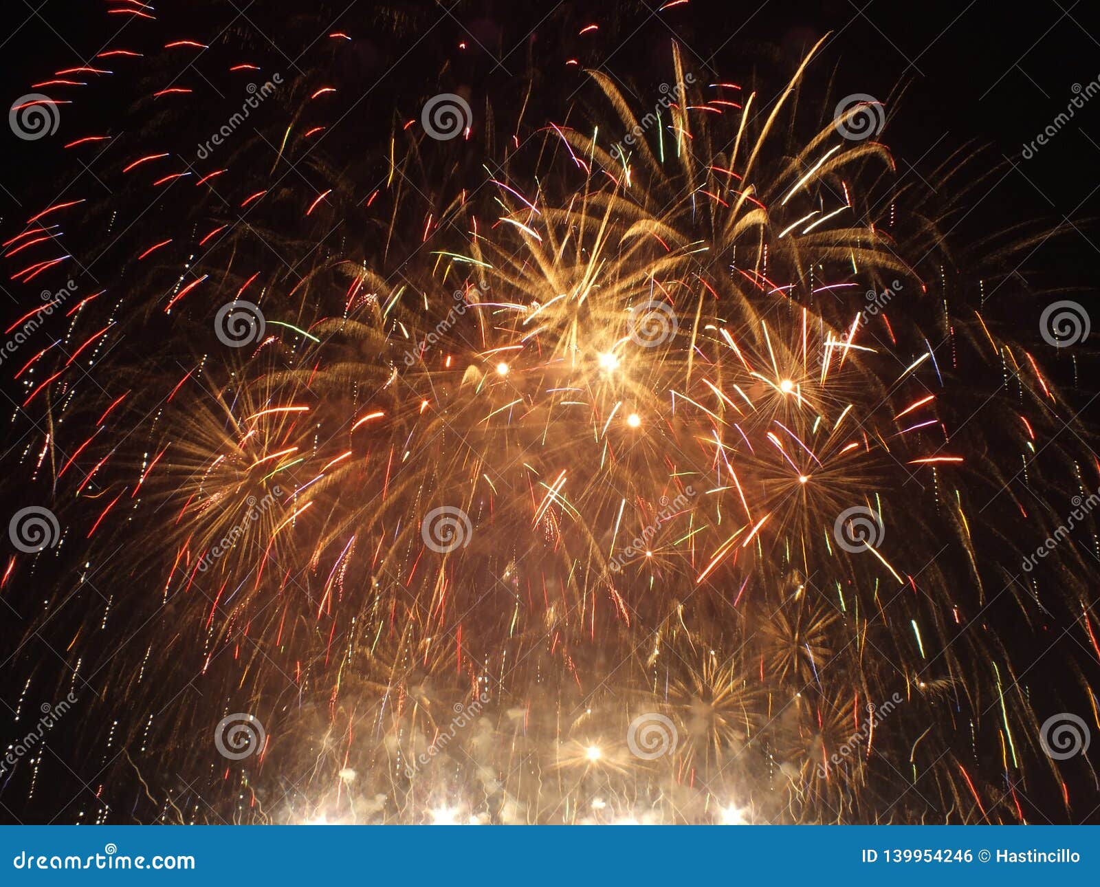 Great Fireworks in the Night Stock Photo - Image of festival, color ...