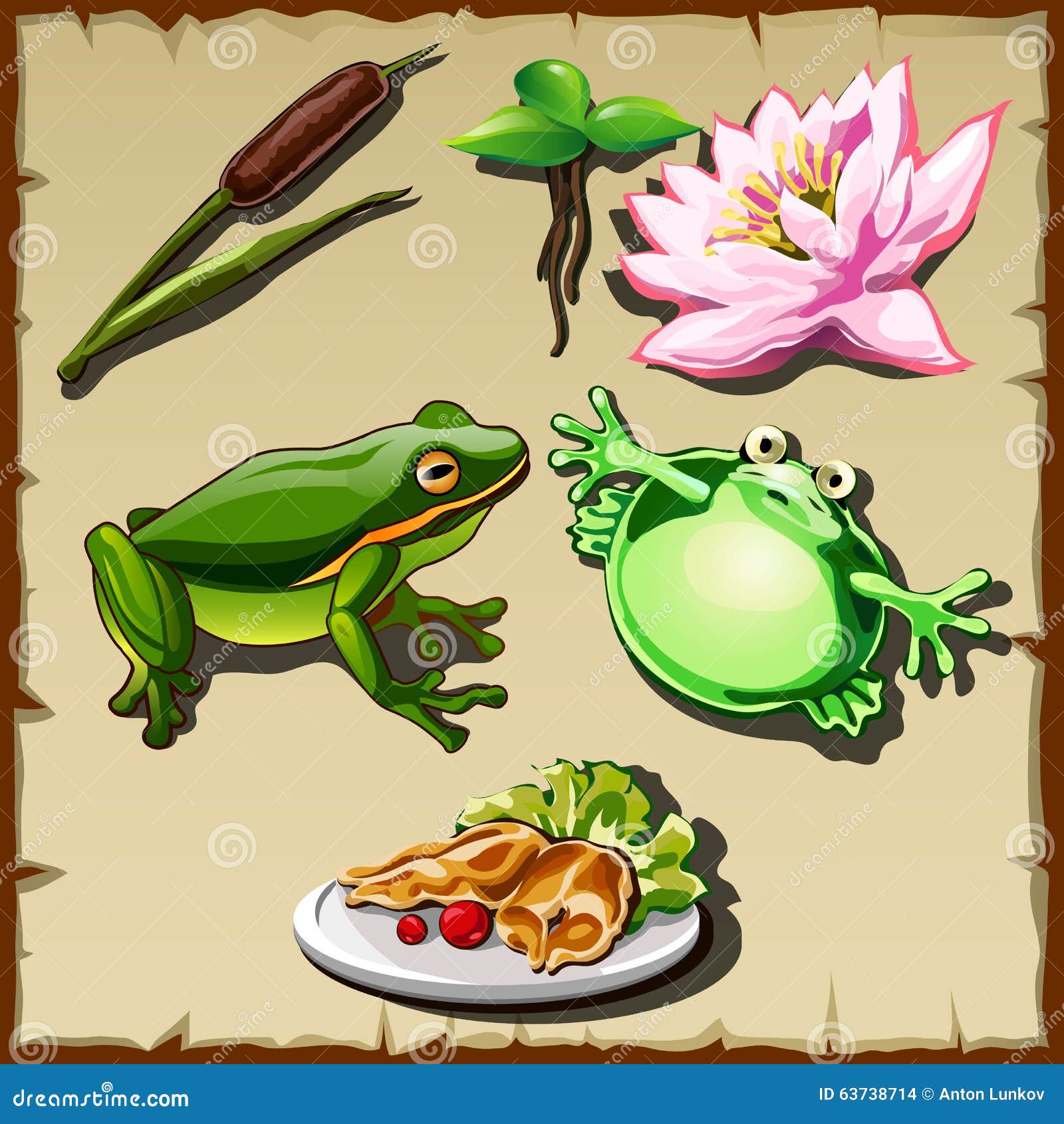 Great Frog Kingdom, Set of Objects Related Stock Vector - Illustration ...