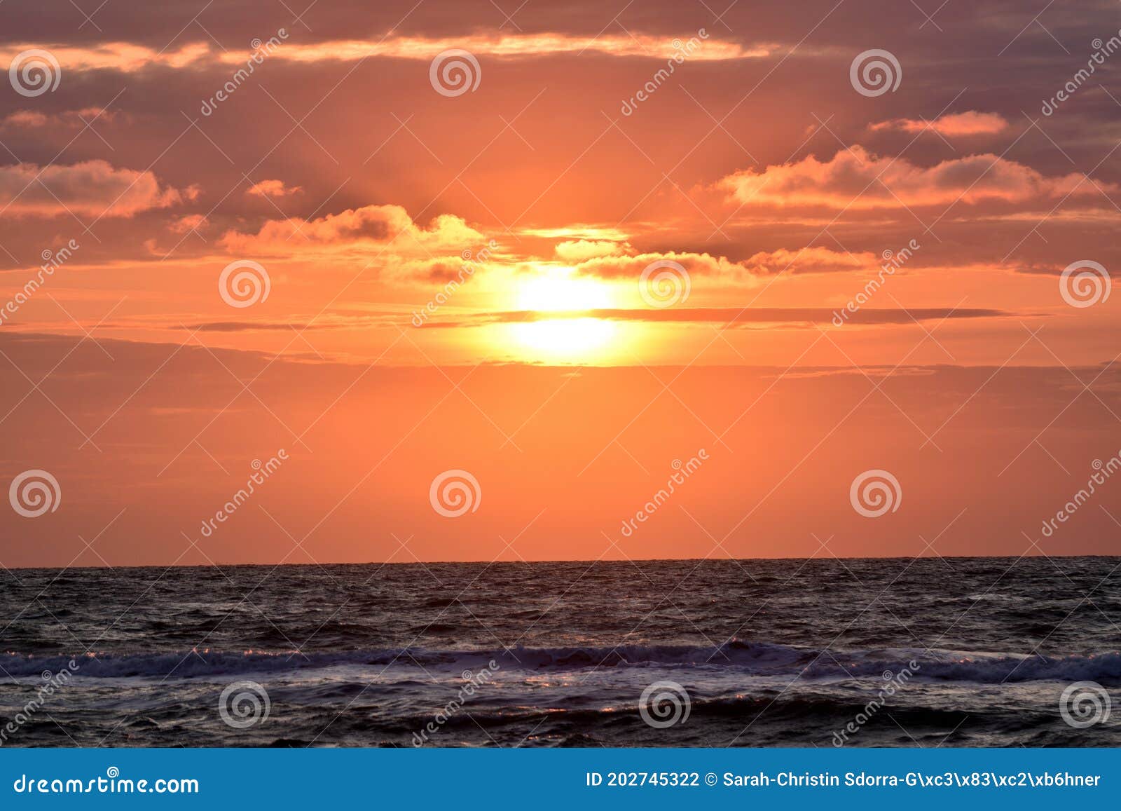 Great Golden Sunset on the Beach Behind the Sea Stock Photo - Image of ...