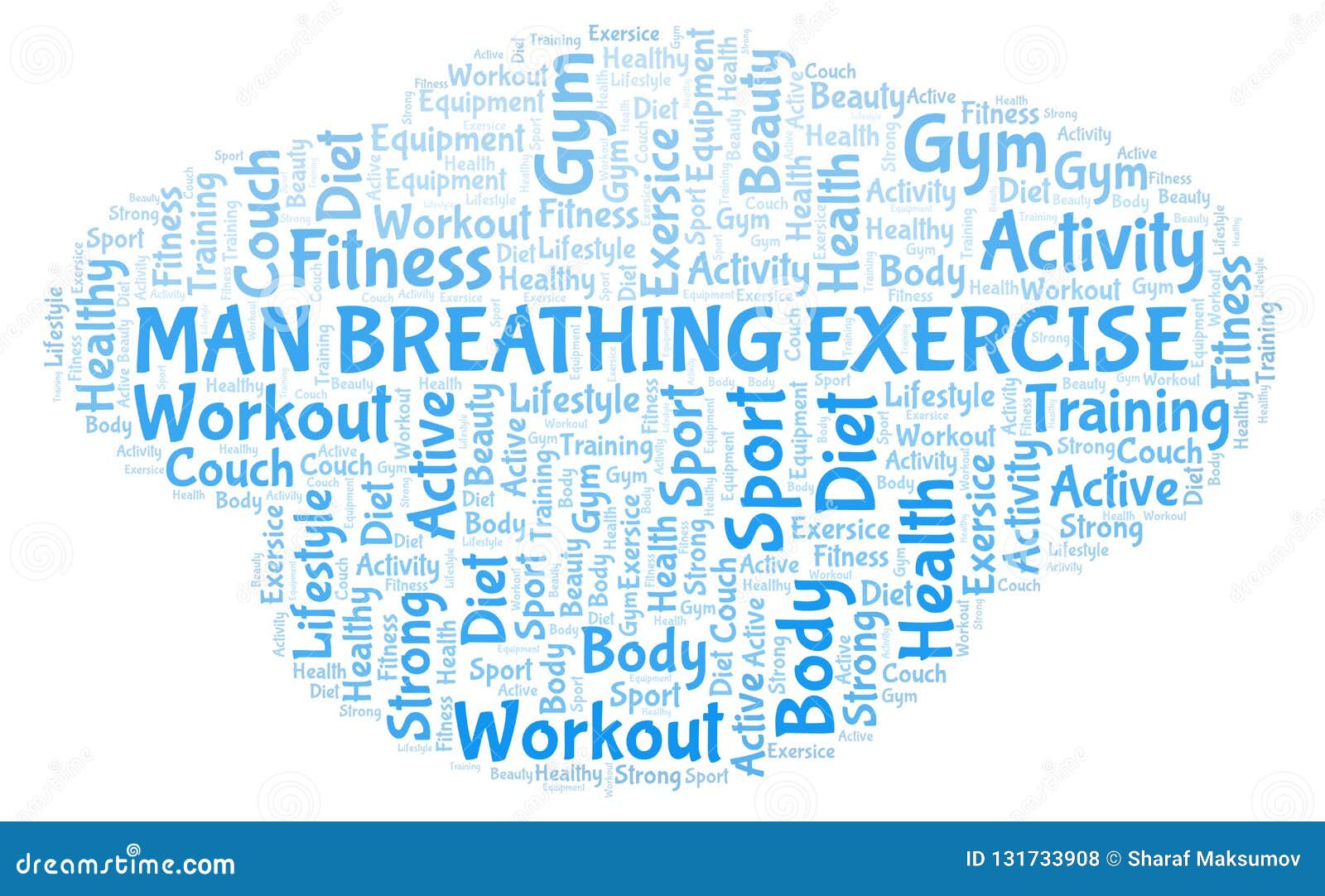 Man Breathing Exercise Word Cloud Wordcloud Made With Text Only Stock