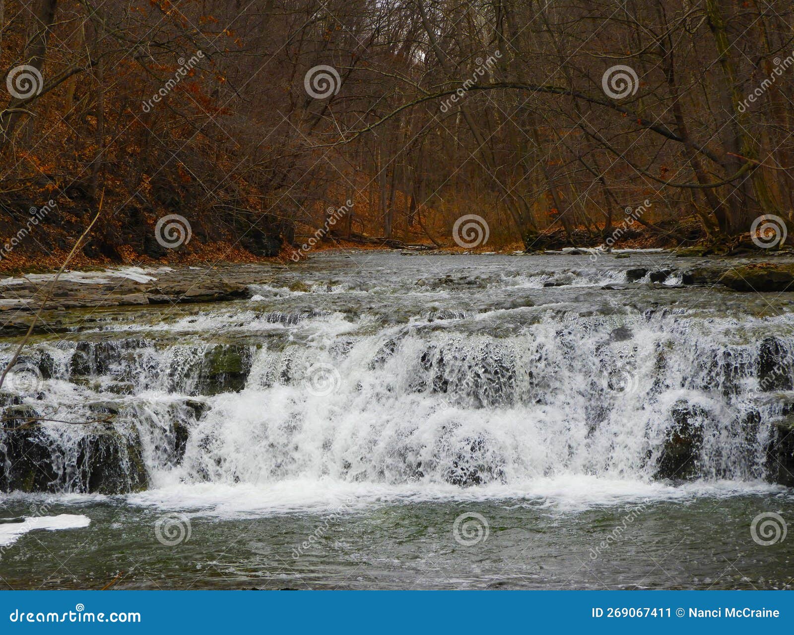 Great Gully Creek Lower Waterfall during Late Fingerlakes Winter Stock ...