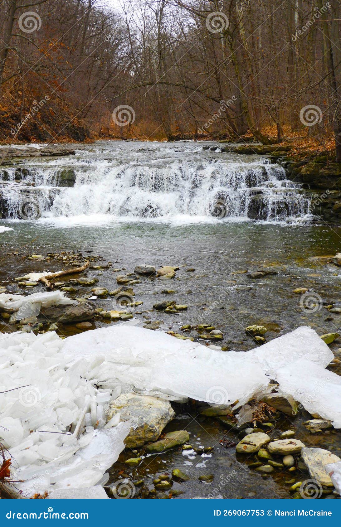 Great Gully Creek Waterfalls with Late Winter Ice Stock Image - Image ...