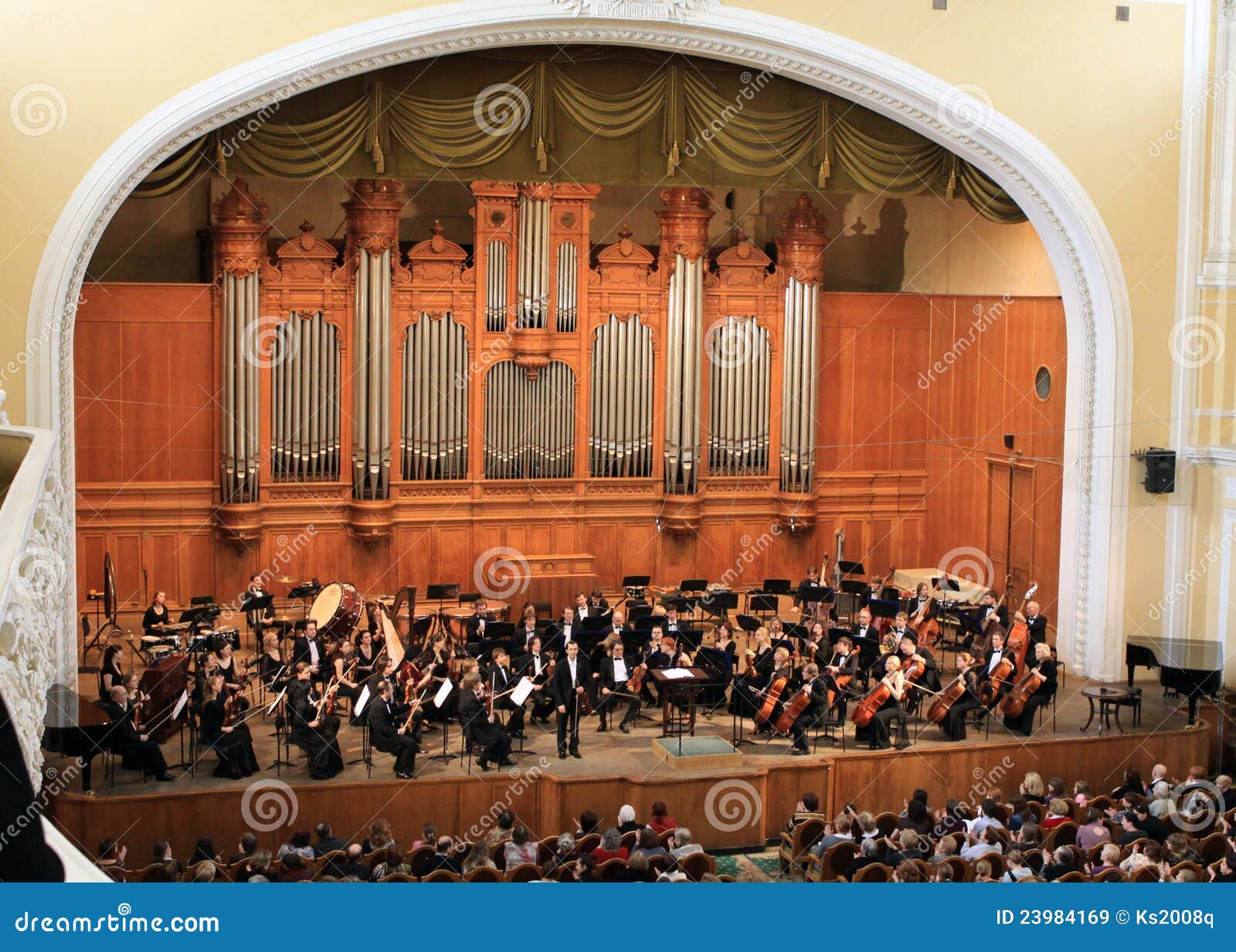 Great Hall of Conservatory in Moscow. Orchestra Editorial Stock Image ...