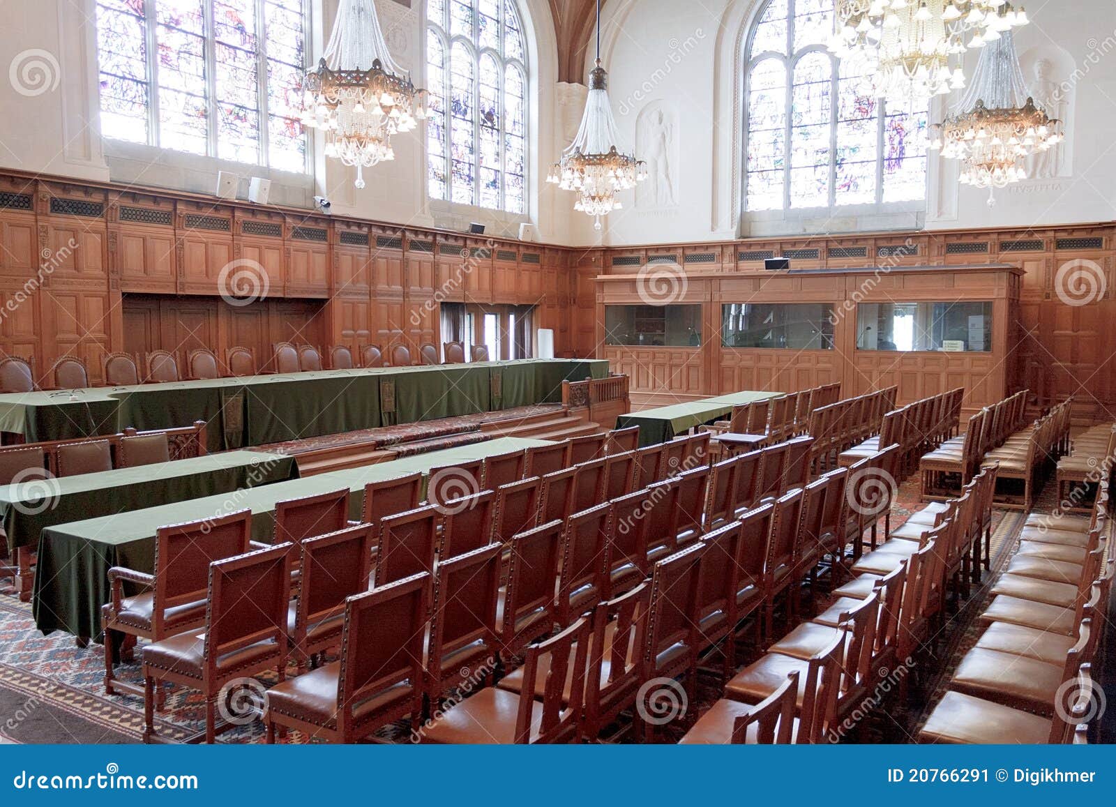 Great Hall of Justice - ICJ Court Room Stock Image - Image of glass ...