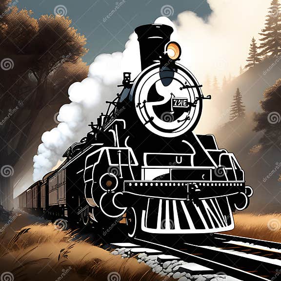 Steam Locomotive, AI-Generatet Stock Illustration - Illustration of ... Steam Locomotive, AI-Generatet Stock Illustration - Illustration of ...