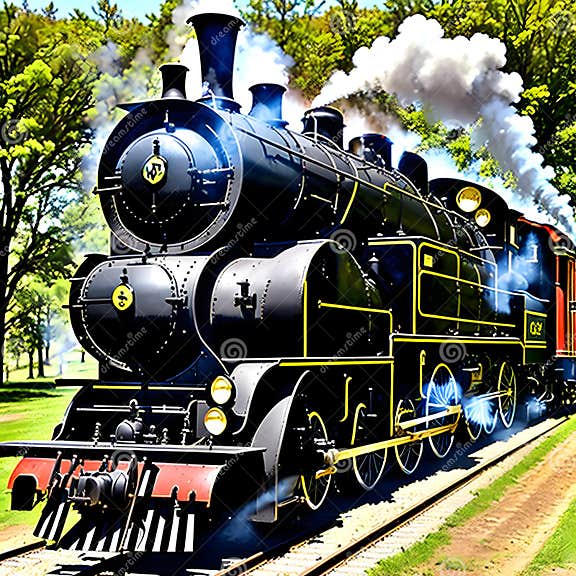 Steam Locomotive, AI-Generatet Stock Illustration - Illustration of ... Steam Locomotive, AI-Generatet Stock Illustration - Illustration of ...