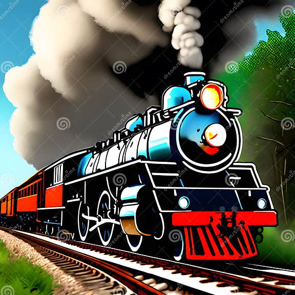 Steam Locomotive, AI-Generatet Stock Illustration - Illustration of ... Steam Locomotive, AI-Generatet Stock Illustration - Illustration of ...