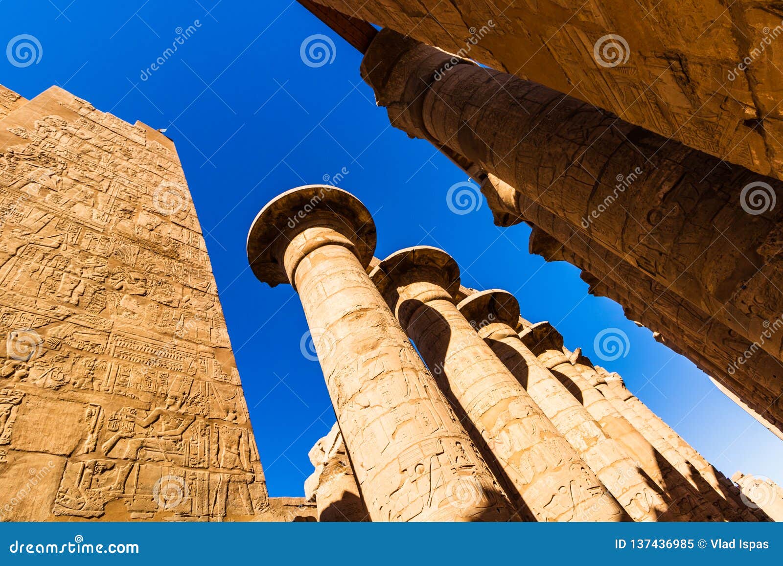 Great Hypostyle Hall and Clouds at the Temples of Karnak. Luxor, Egypt ...