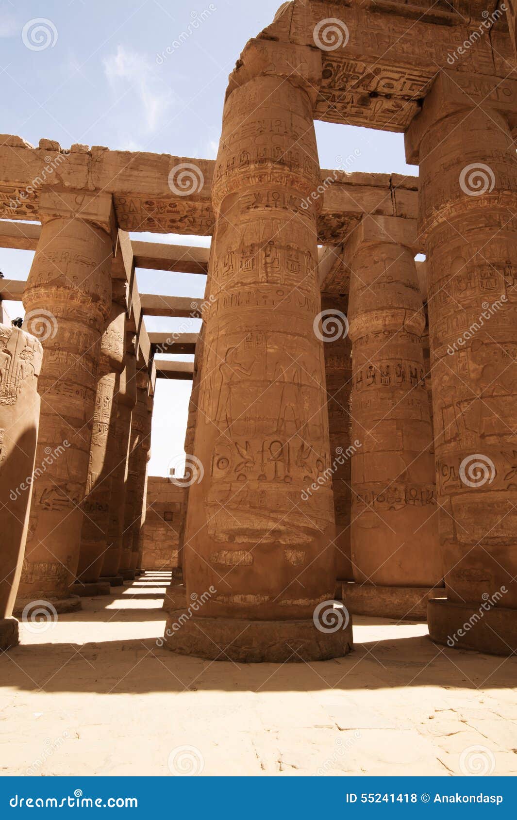 The Great Hypostyle Hall of the Temple of Karnak. Luxor, Egypt. Stock ...