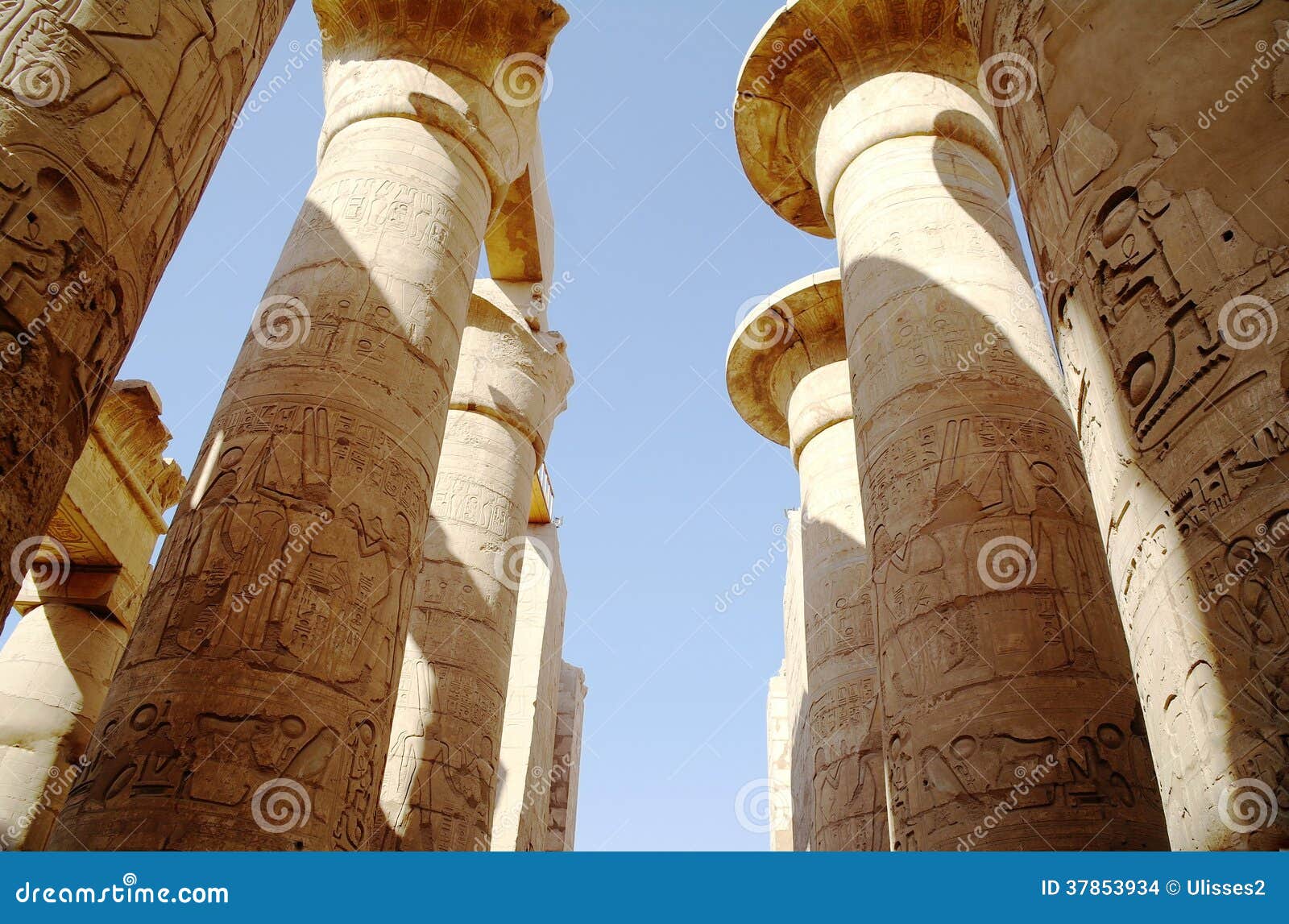 Great Hypostyle Hall at the Temples of Karnak (ancient Thebes). Stock ...