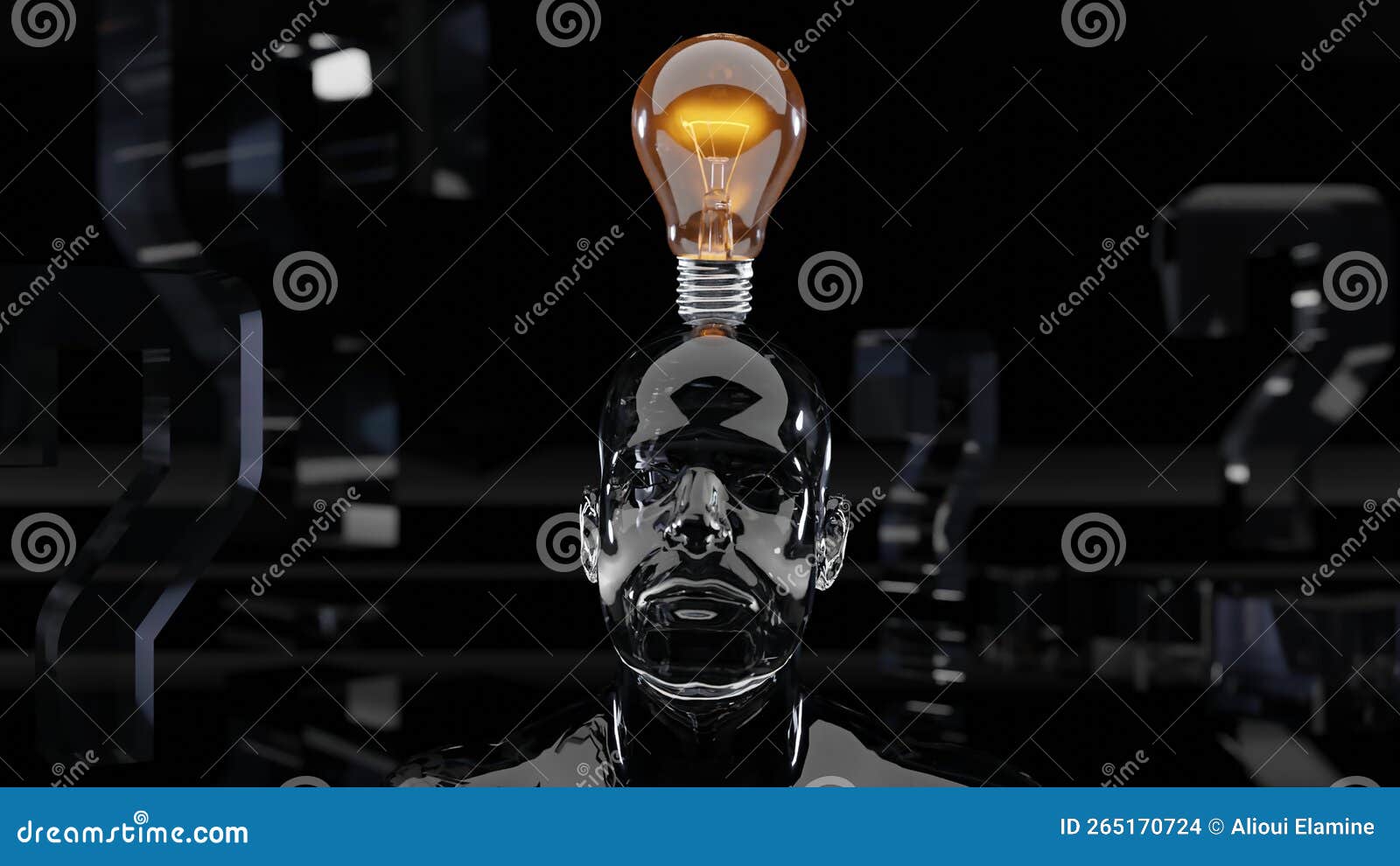 Great Idea. Answer, Human Thinking and Looking for Answer, Light Bulb ...