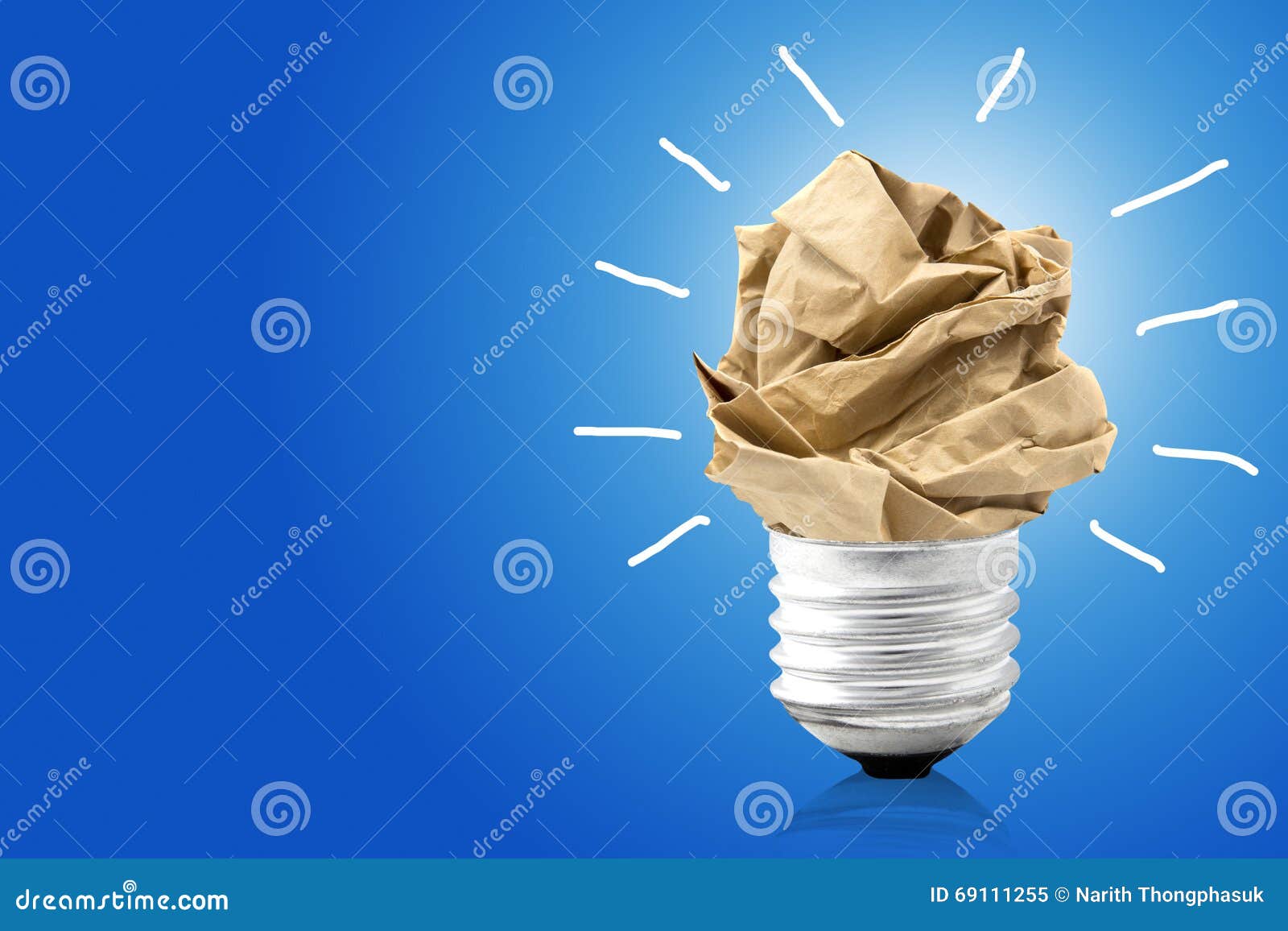 Great Idea Concept, Crumpled Paper Turned into a Light Bulb Stock Image ...