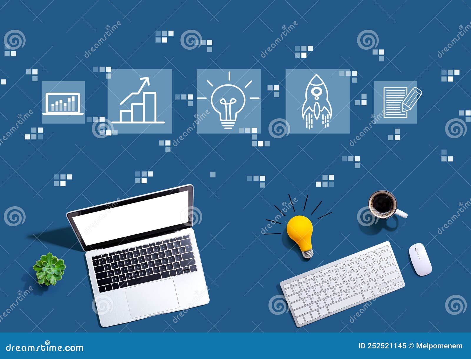 Great Idea for Success Concept with Computers with a Light Bulb Stock ...