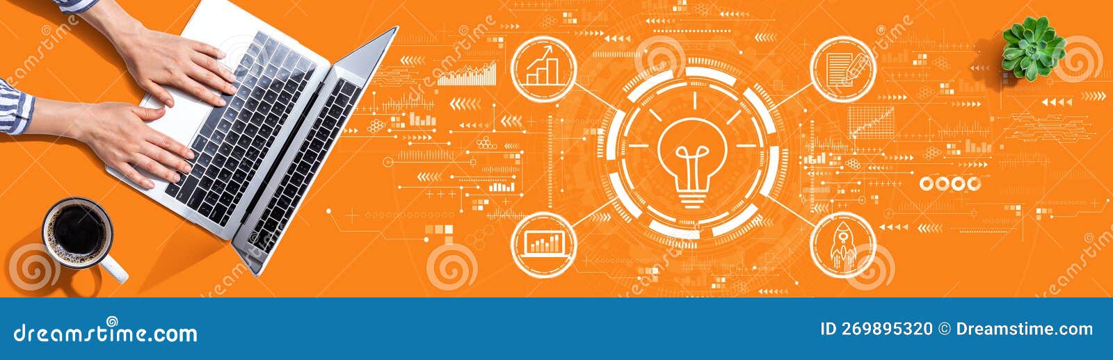 Great Idea for Success Concept with Person Using a Laptop Stock Photo ...