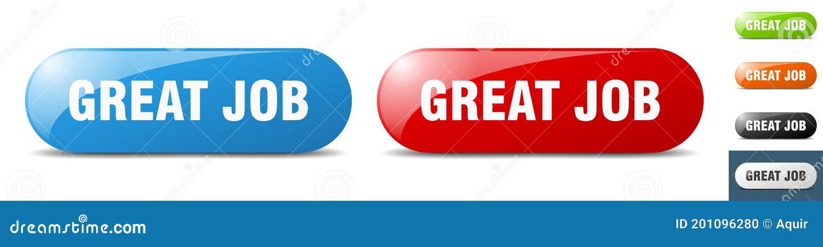 Great Job Button. Key. Sign. Push Button Set Stock Vector ...