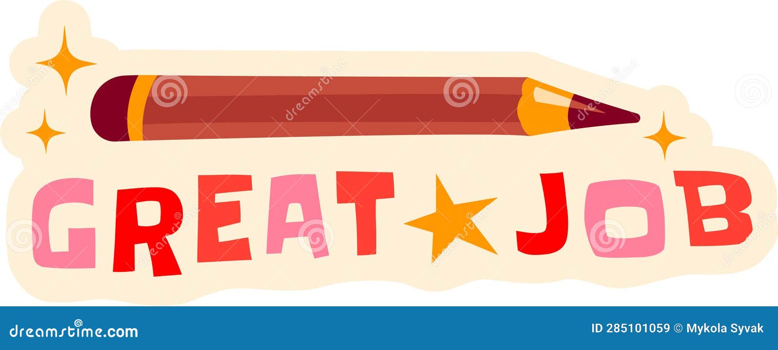 Great Job School Sticker stock vector. Illustration of vector - 285101059