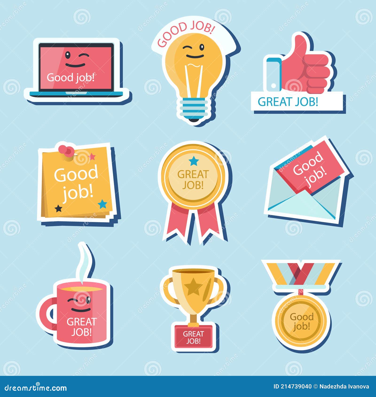 Great Job Stickers Pack Vector Illustration. Stock Vector ...