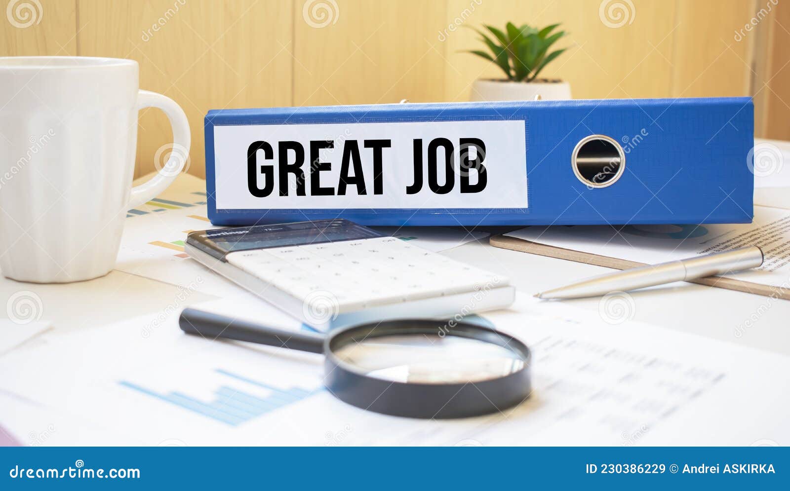 Great Job Words on Labels with Document Binders Stock Image - Image of ...