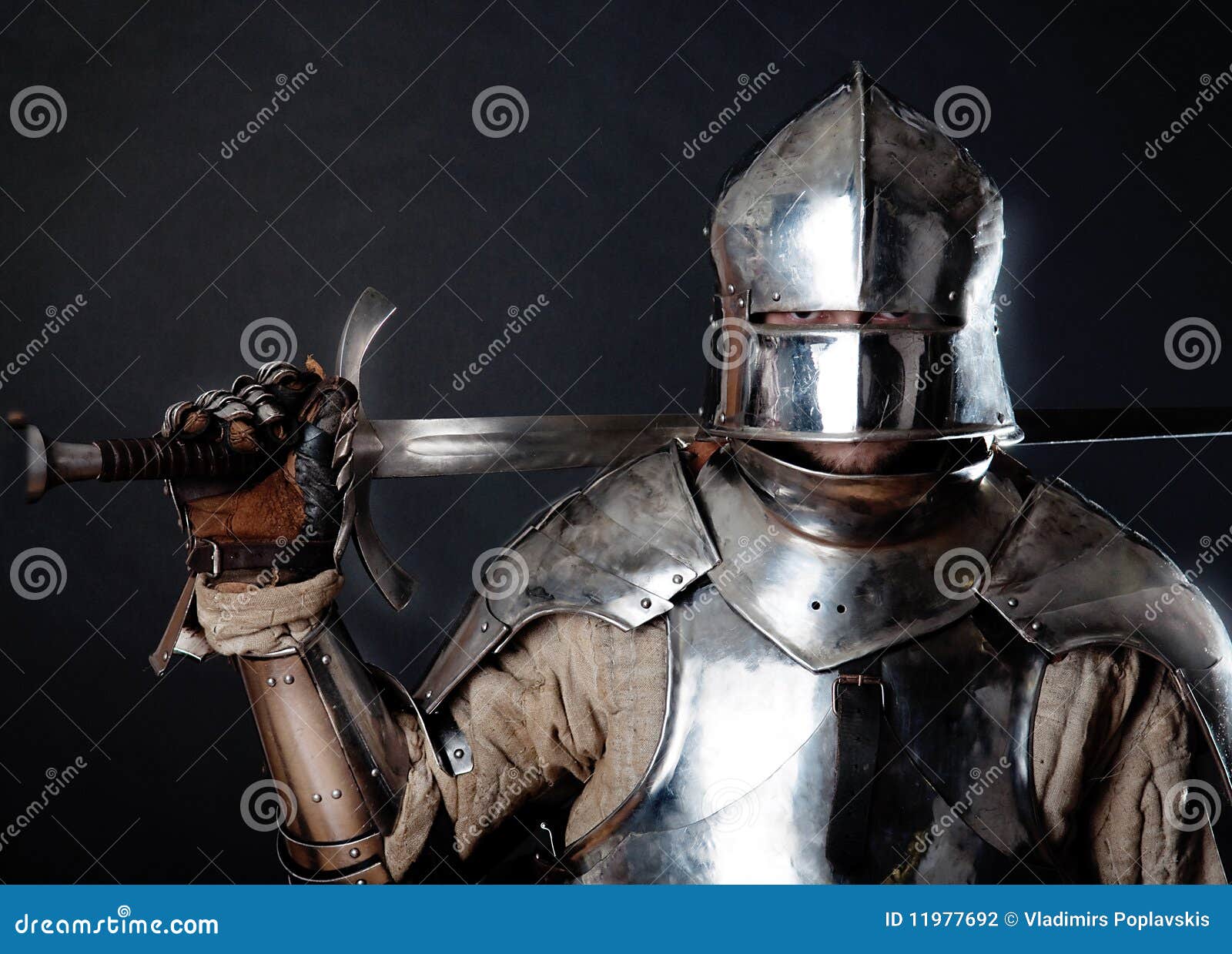 Great Knight Holding His Sword Stock Photo - Image of lips, history ...