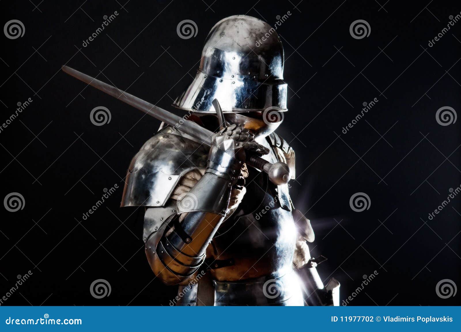 Great Knight Holding His Sword Stock Photo - Image of classic, antique ...