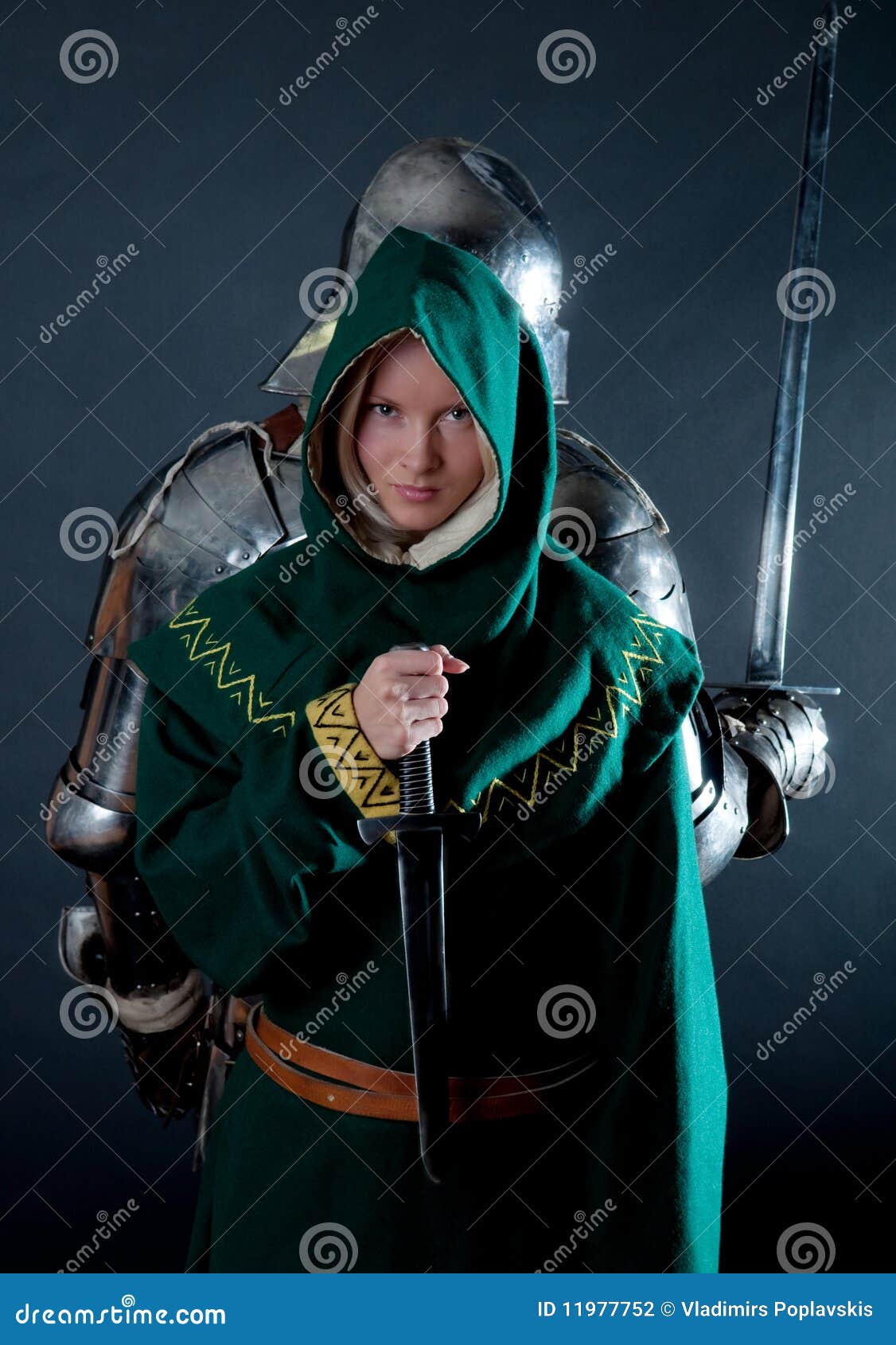 Great Knight Staying with Assassin Stock Photo - Image of european ...