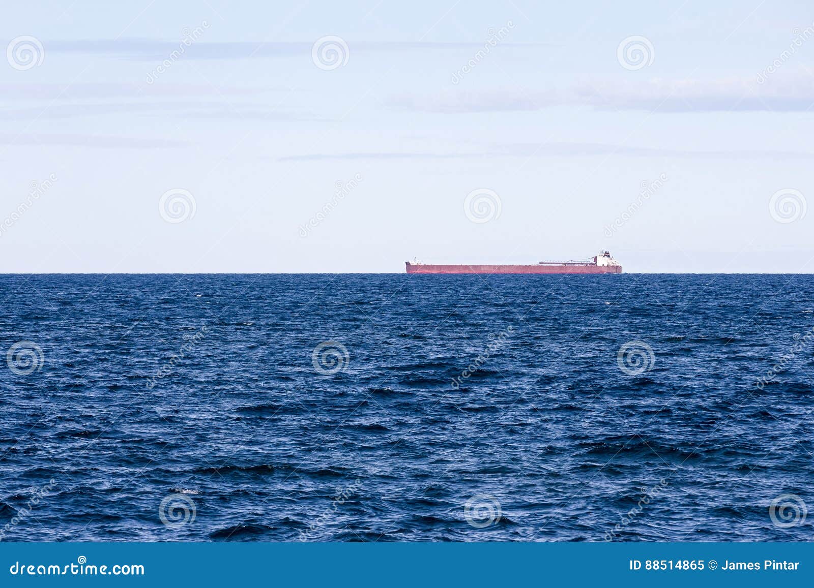 Great Lakes Freighter with Mid Horizon Stock Image - Image of horizon ...