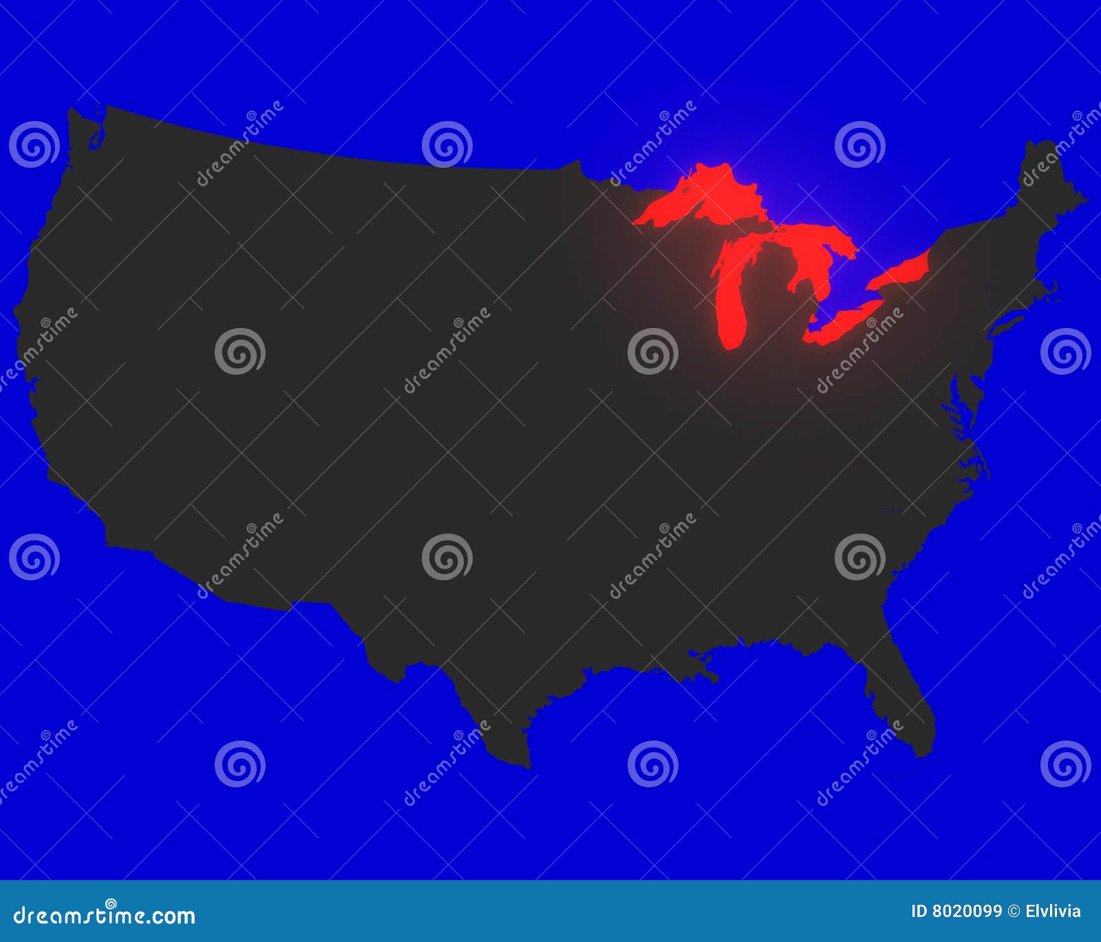 Great lakes USA stock illustration. Illustration of highlight - 8020099
