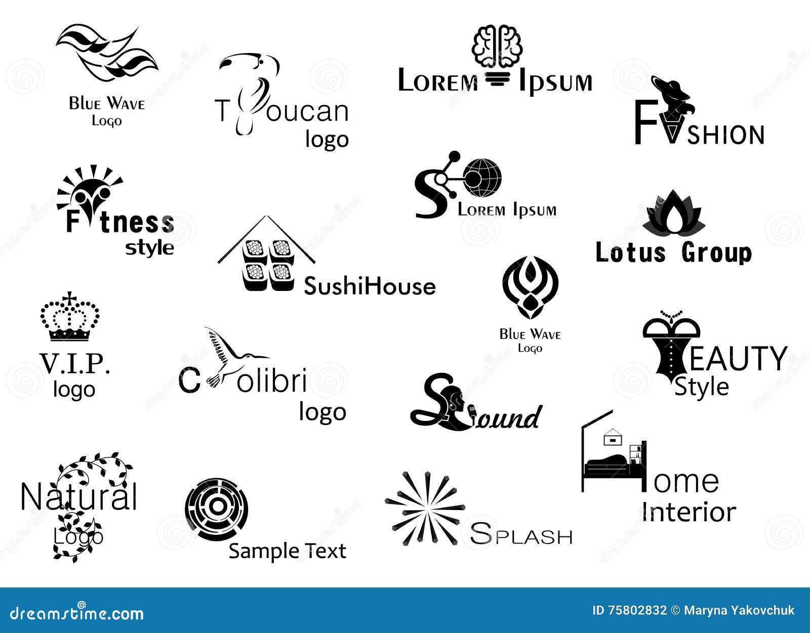 Great logo set black stock vector. Illustration of vector - 75802832