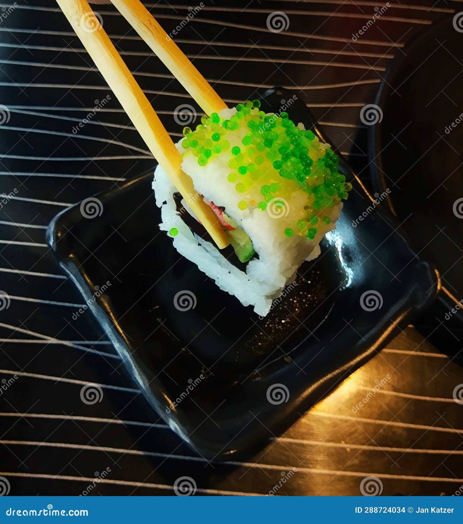Great Looking Green Maki Sushi Chopsticks Stock Photo - Image of ...