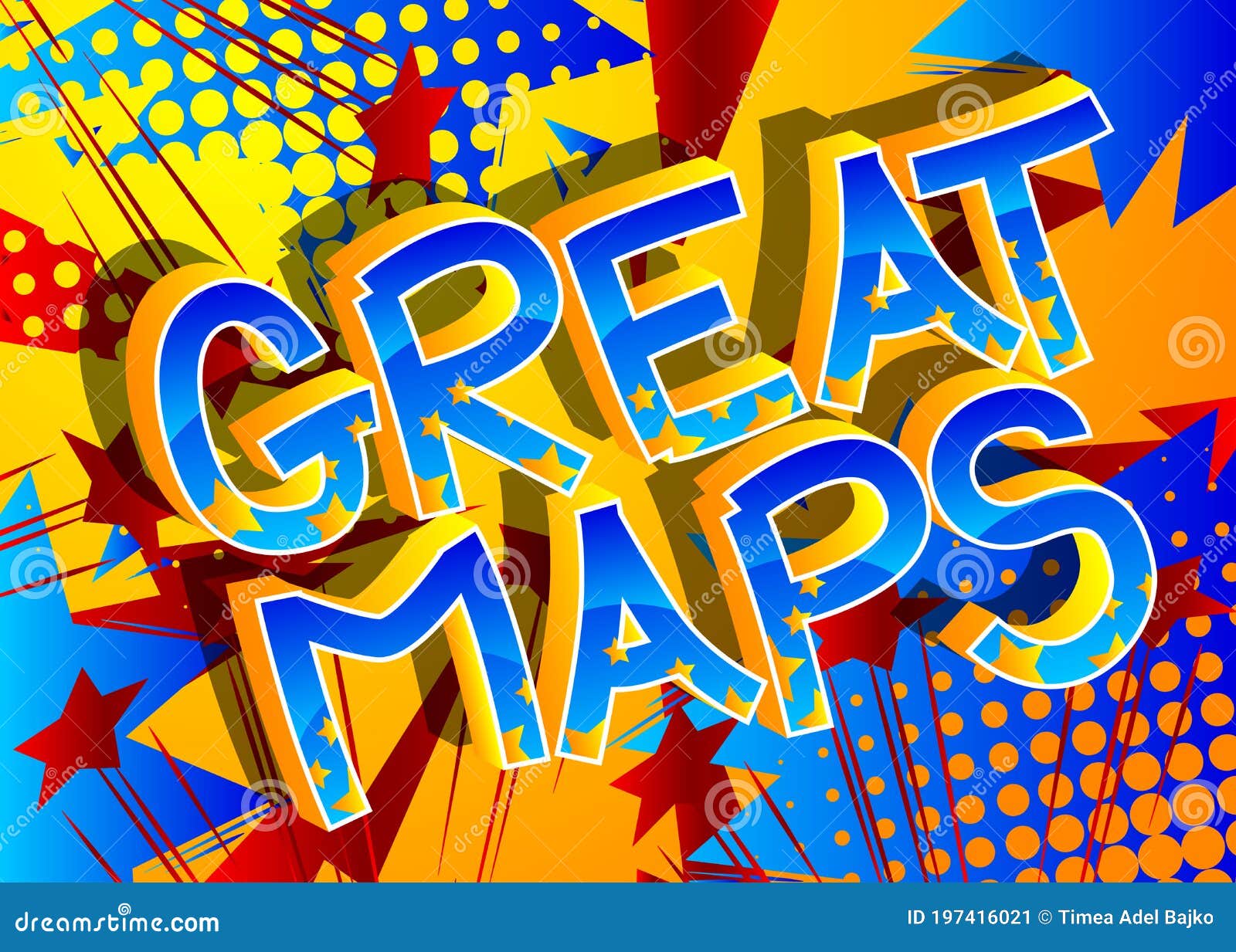 Great Maps Comic Book Style Cartoon Words. Stock Vector - Illustration ...