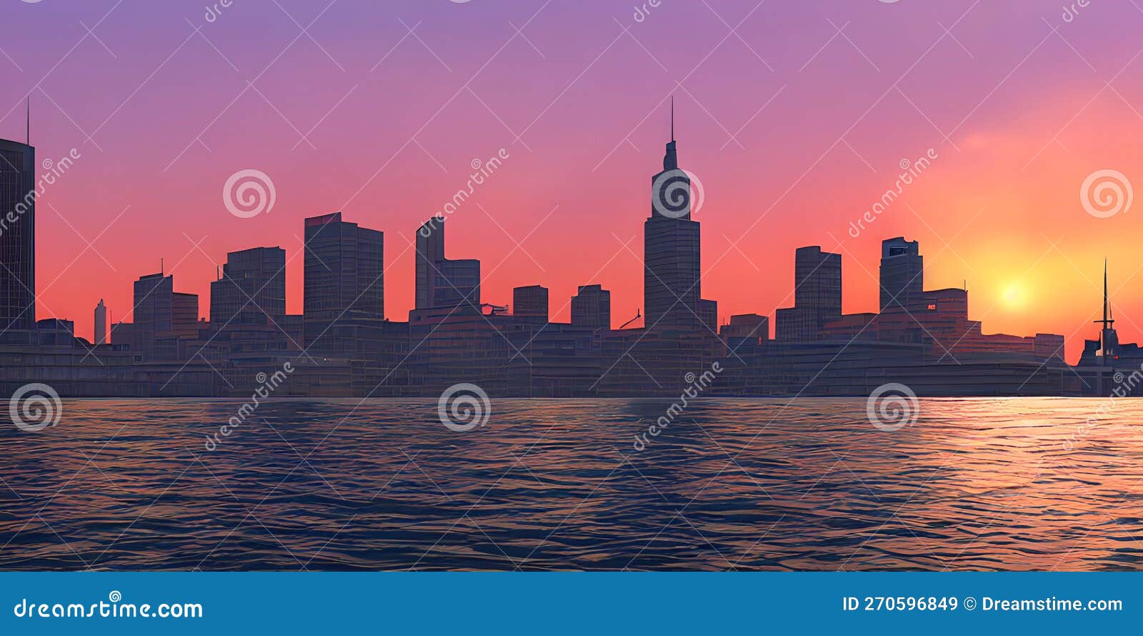 Great Modern City by the Sea at Sunrise Ai Generated, Generative AI ...
