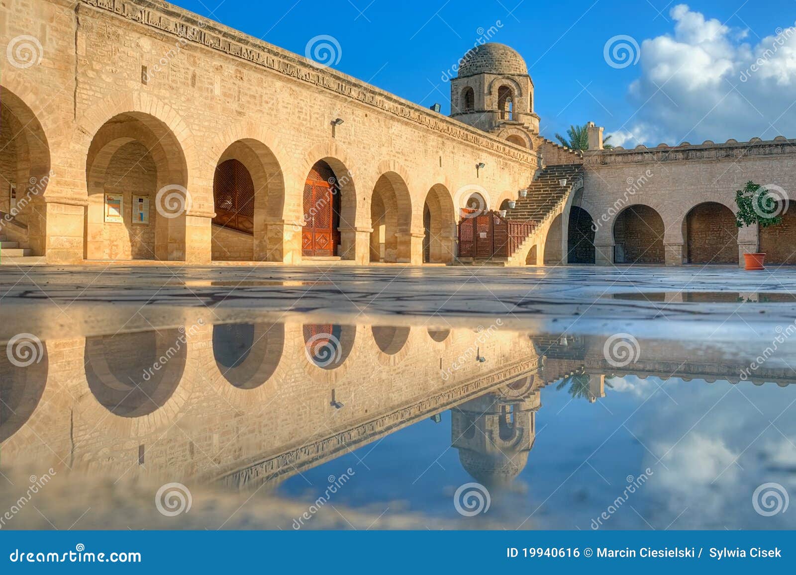 Great Mosque in Sousse and Its Pool Reflection Stock Photo - Image of ...