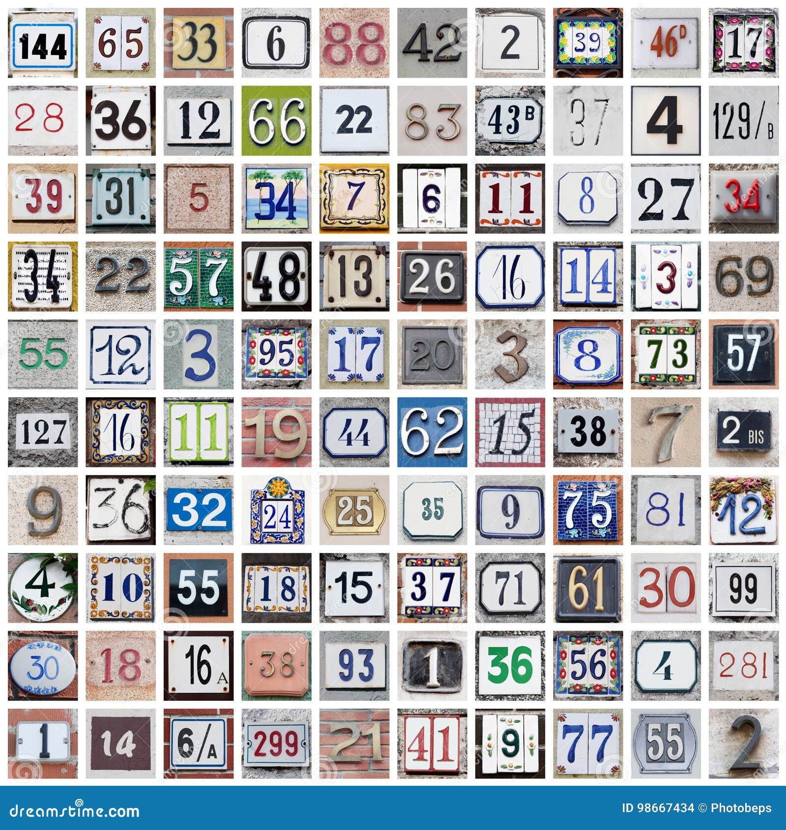 Great Multitude of Civic Numbers Stock Photo - Image of municipal ...