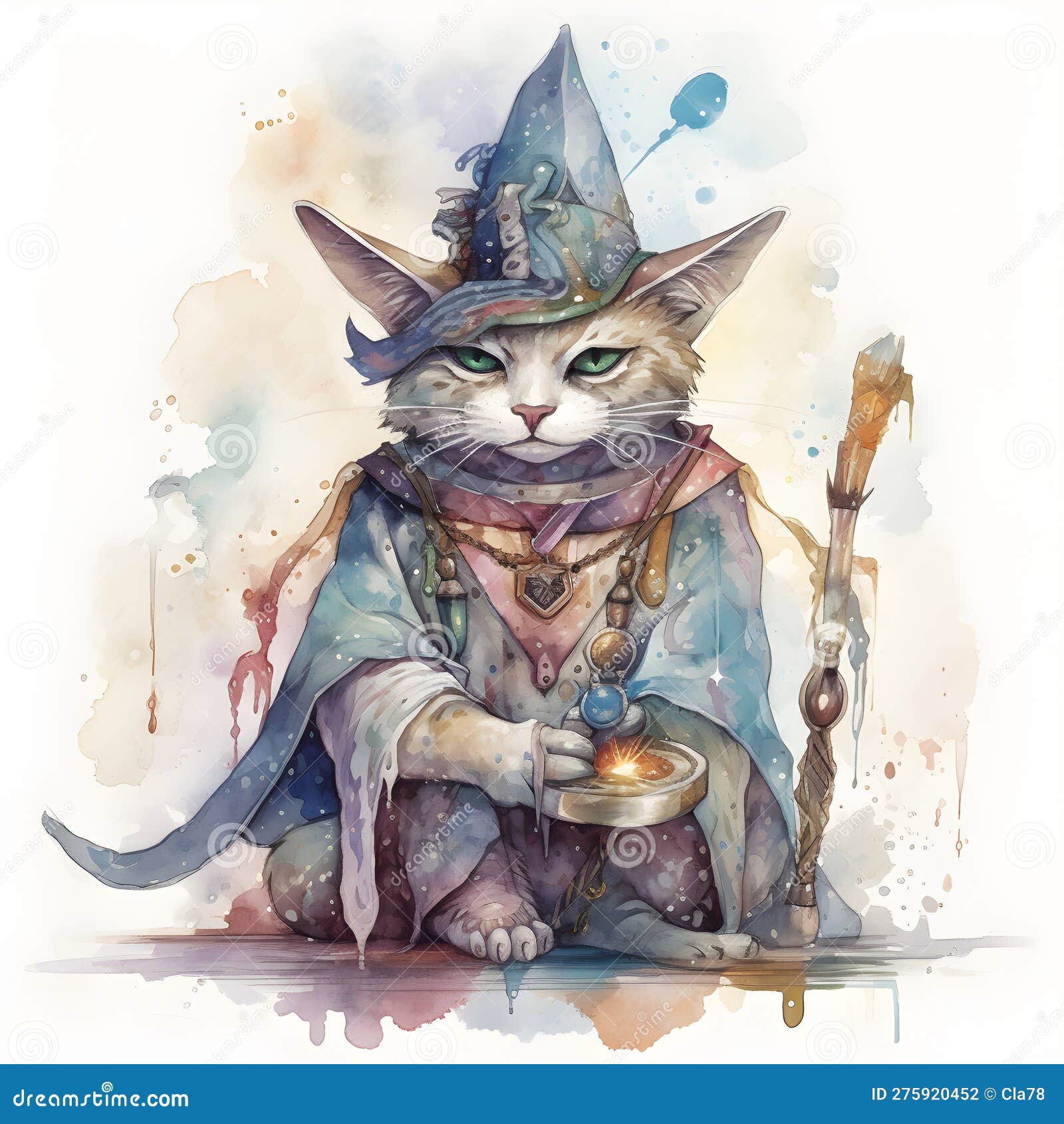 Great Mystical Wizard Cat, Ai Generative Illustration Stock ...
